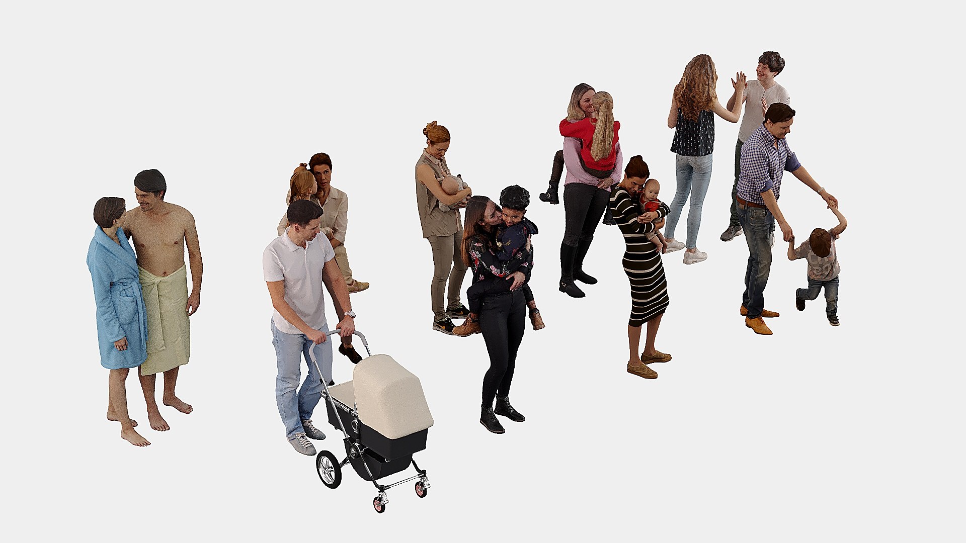 3D People In Pairs Model - TurboSquid 2391021