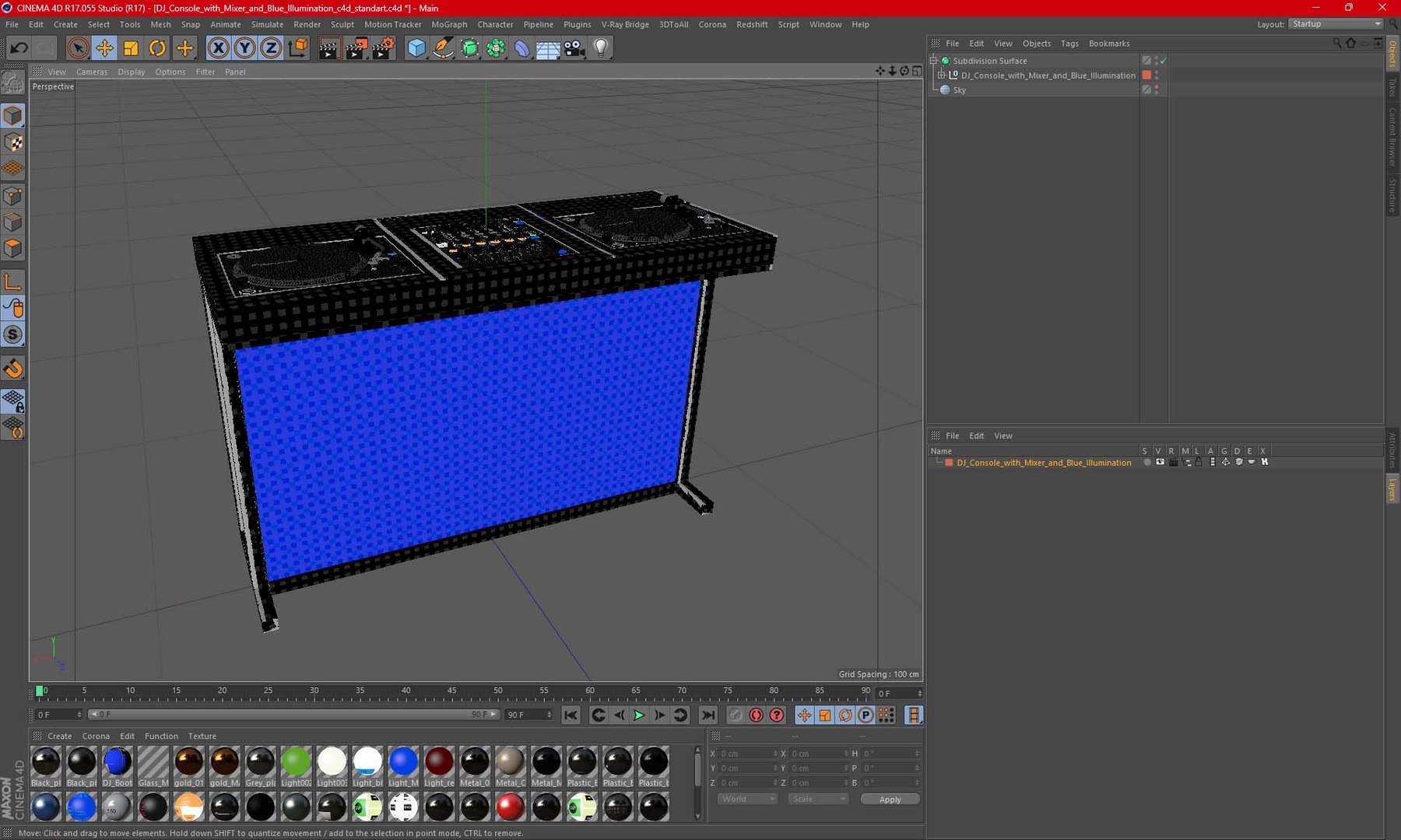DJ Console With Mixer And Blue Illumination 3D Model - TurboSquid 2206315