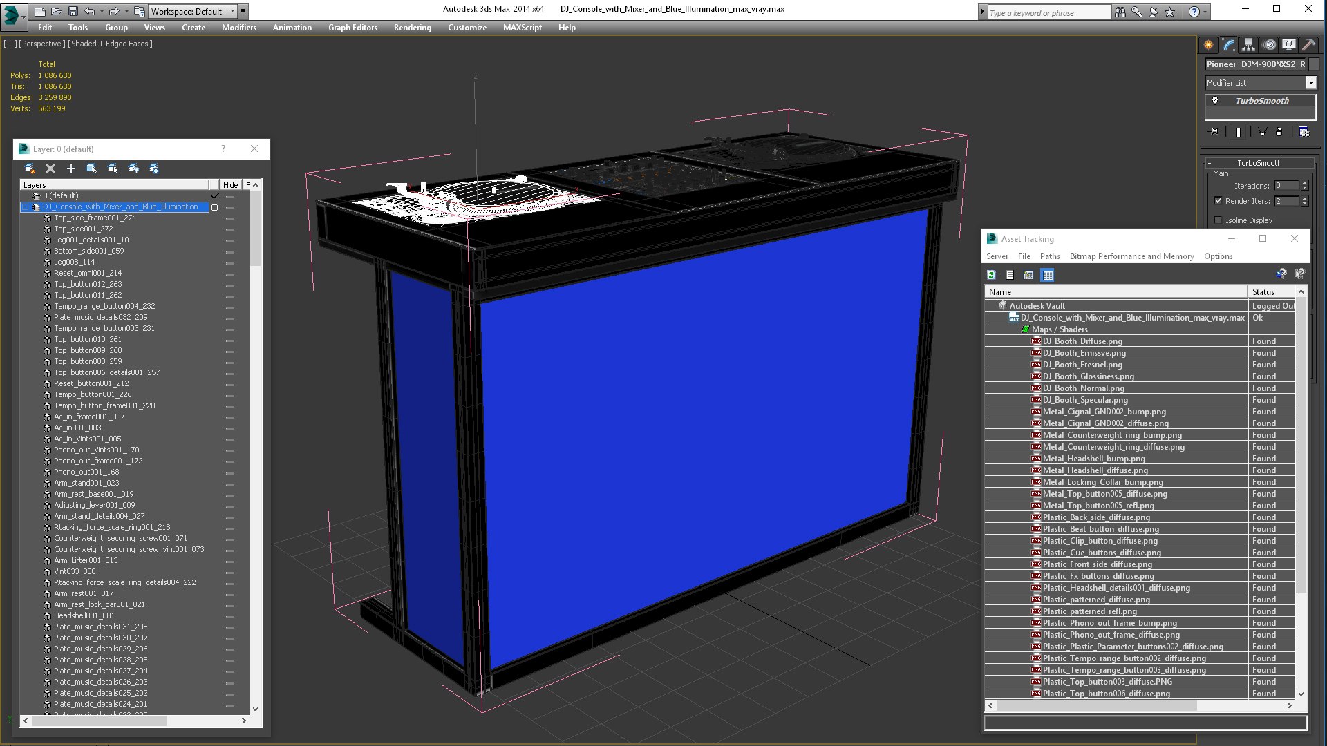 DJ Console With Mixer And Blue Illumination 3D Model - TurboSquid 2206315