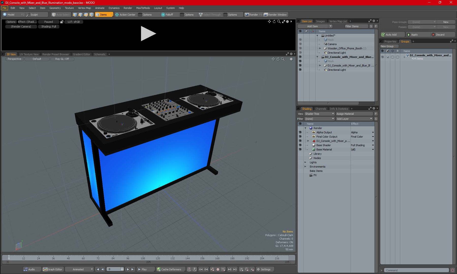 DJ Console With Mixer And Blue Illumination 3D Model - TurboSquid 2206315