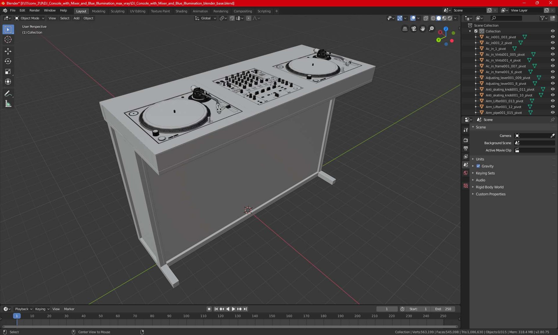 DJ Console With Mixer And Blue Illumination 3D Model - TurboSquid 2206315