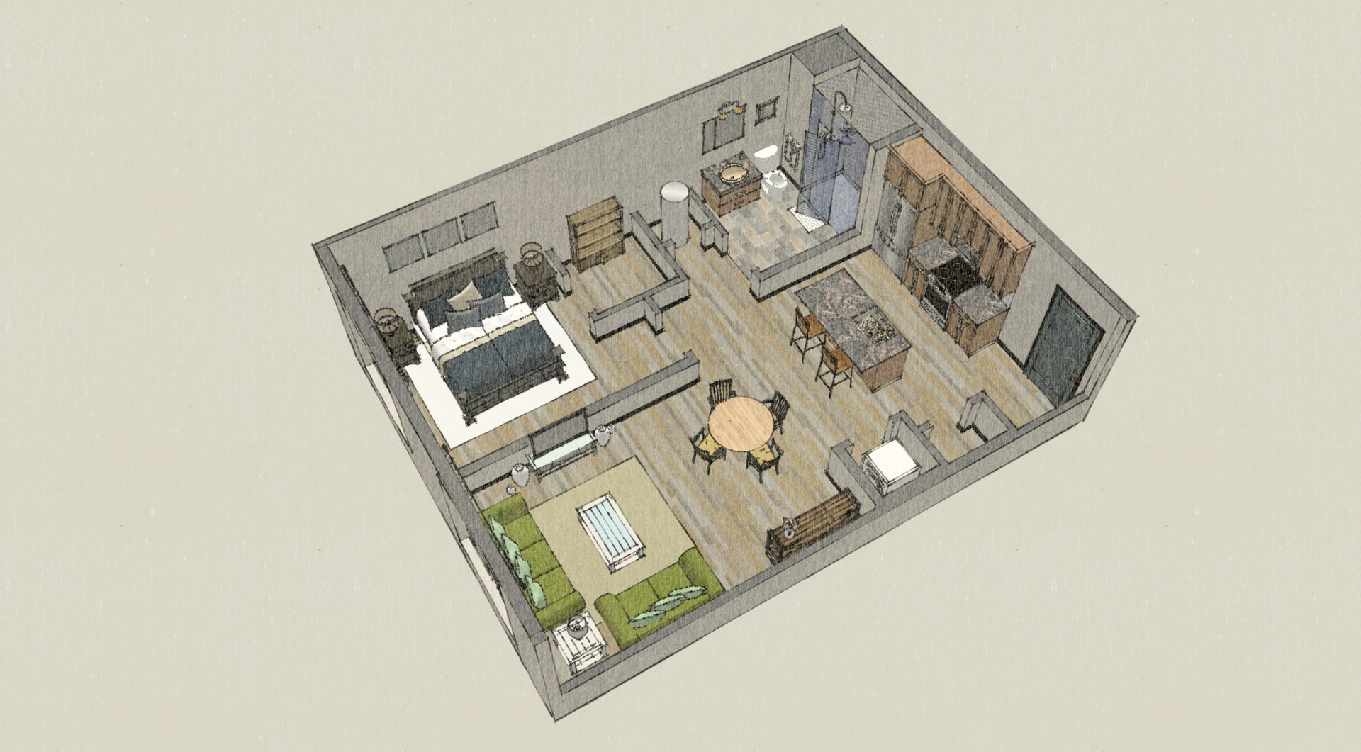 3D Units Decorated Furnished 4 Types model - TurboSquid 2150286
