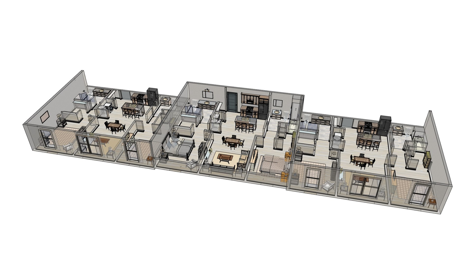 3D Units Decorated Furnished 4 Types model - TurboSquid 2150286