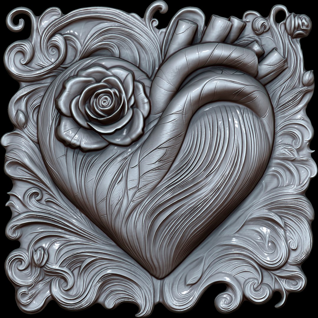 3D Pulse Of Roses Relief 3D Print Model - TurboSquid 2314089