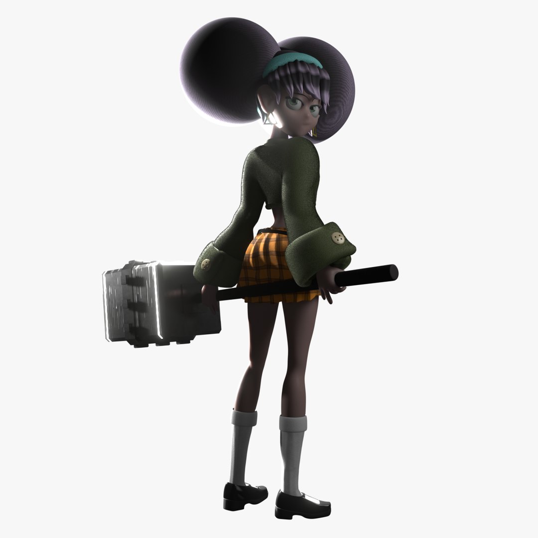 3D Stylized Girl With Mallet Model - TurboSquid 1993201