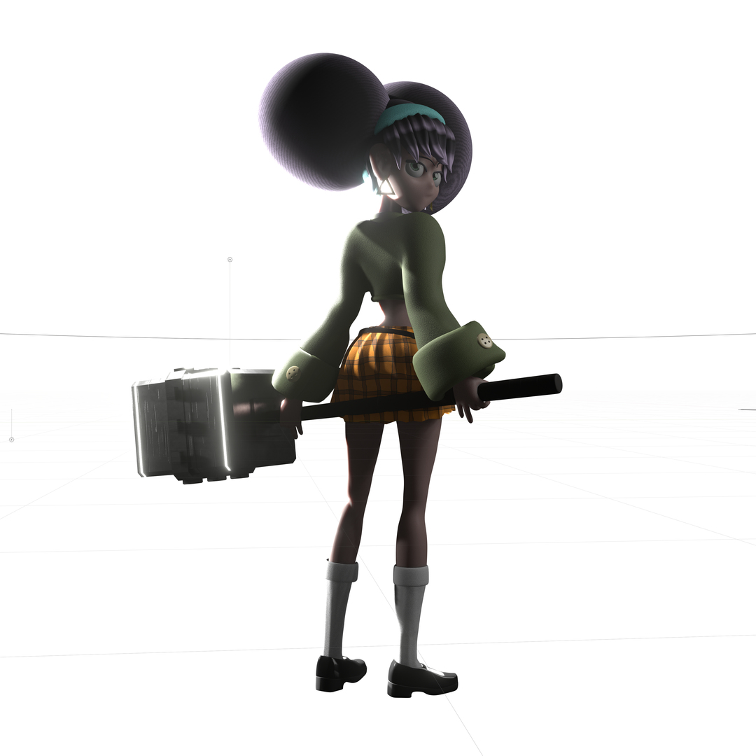 3d Stylized Girl With Mallet Model Turbosquid 1993201 