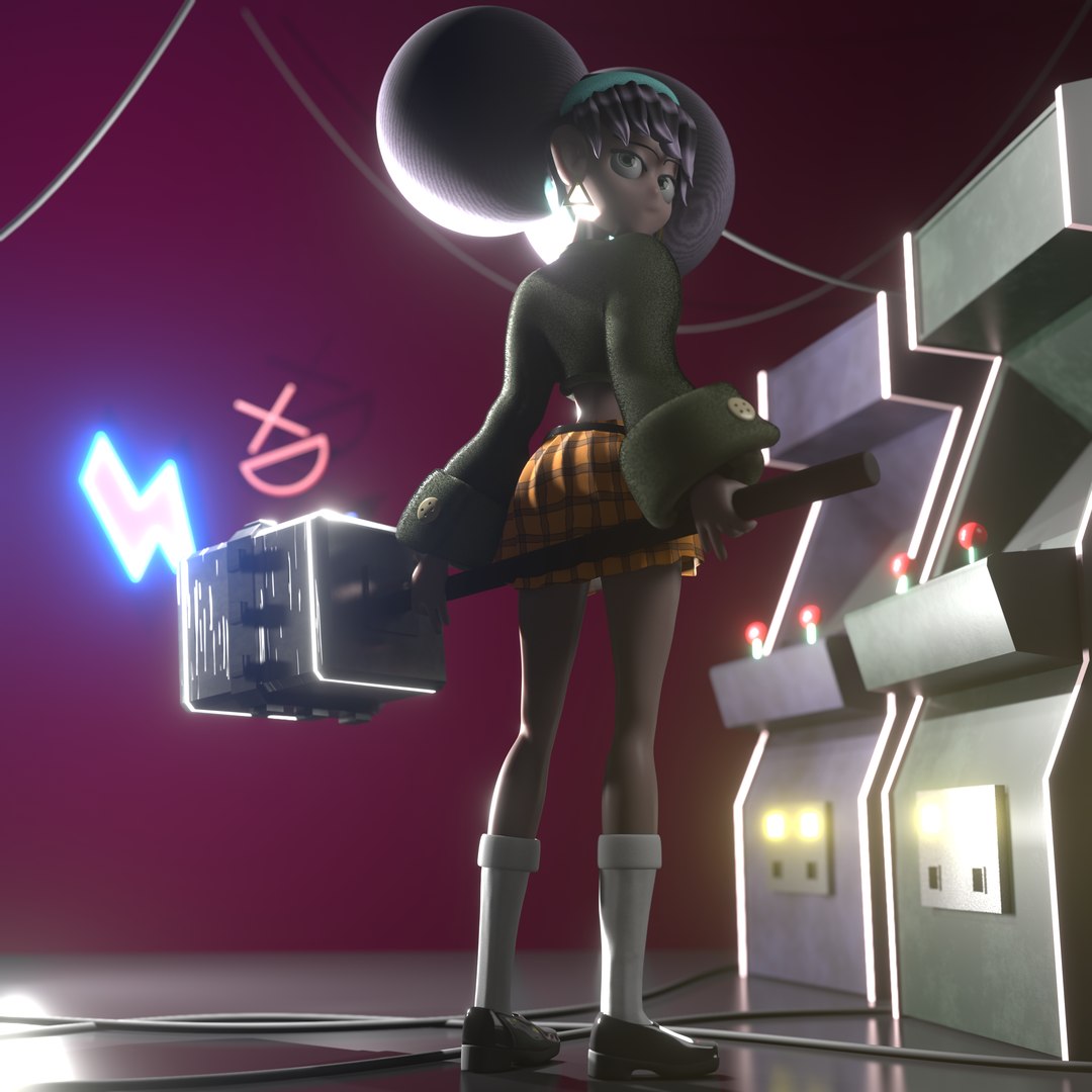 3D Stylized Girl With Mallet Model - TurboSquid 1993201