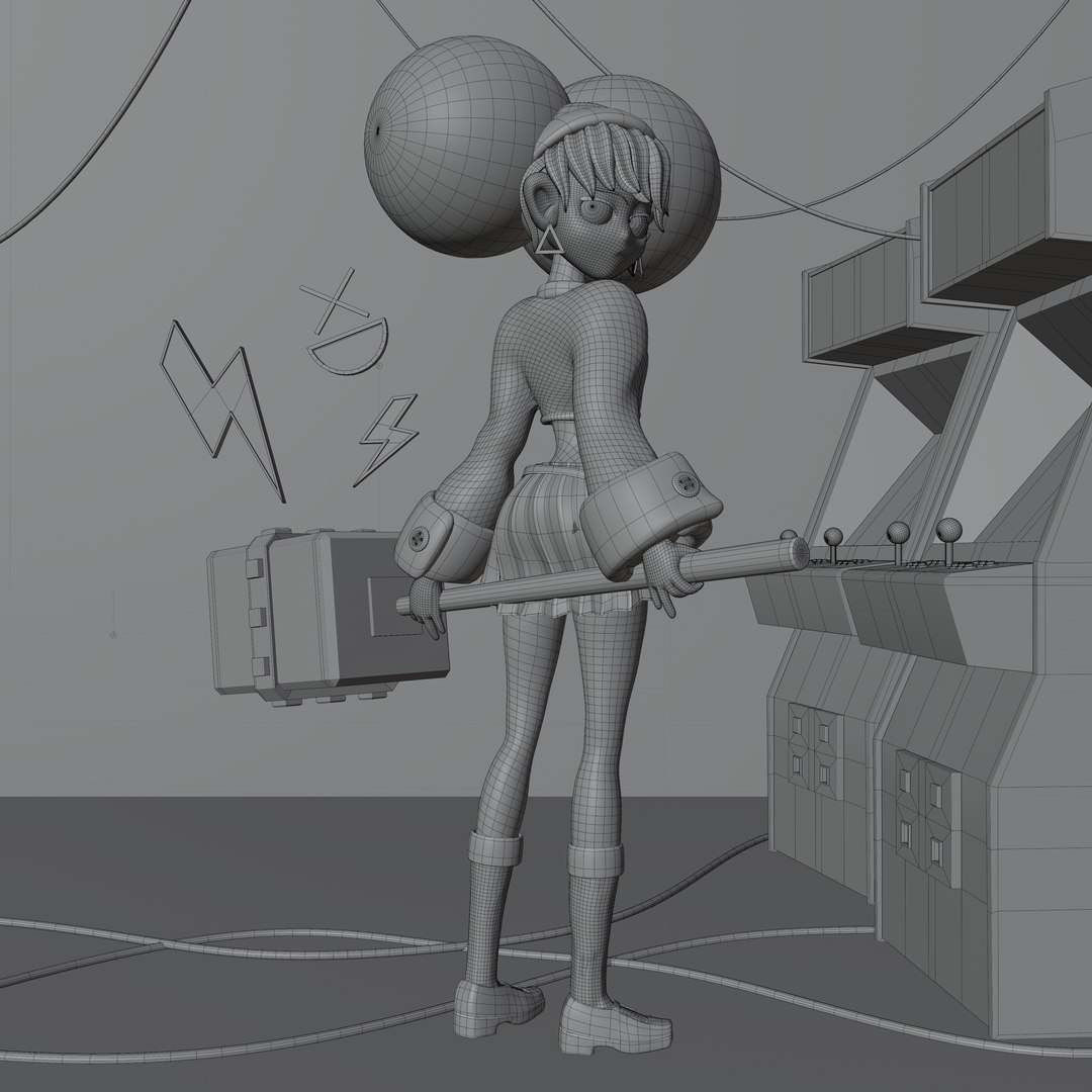 3D Stylized Girl With Mallet Model - TurboSquid 1993201