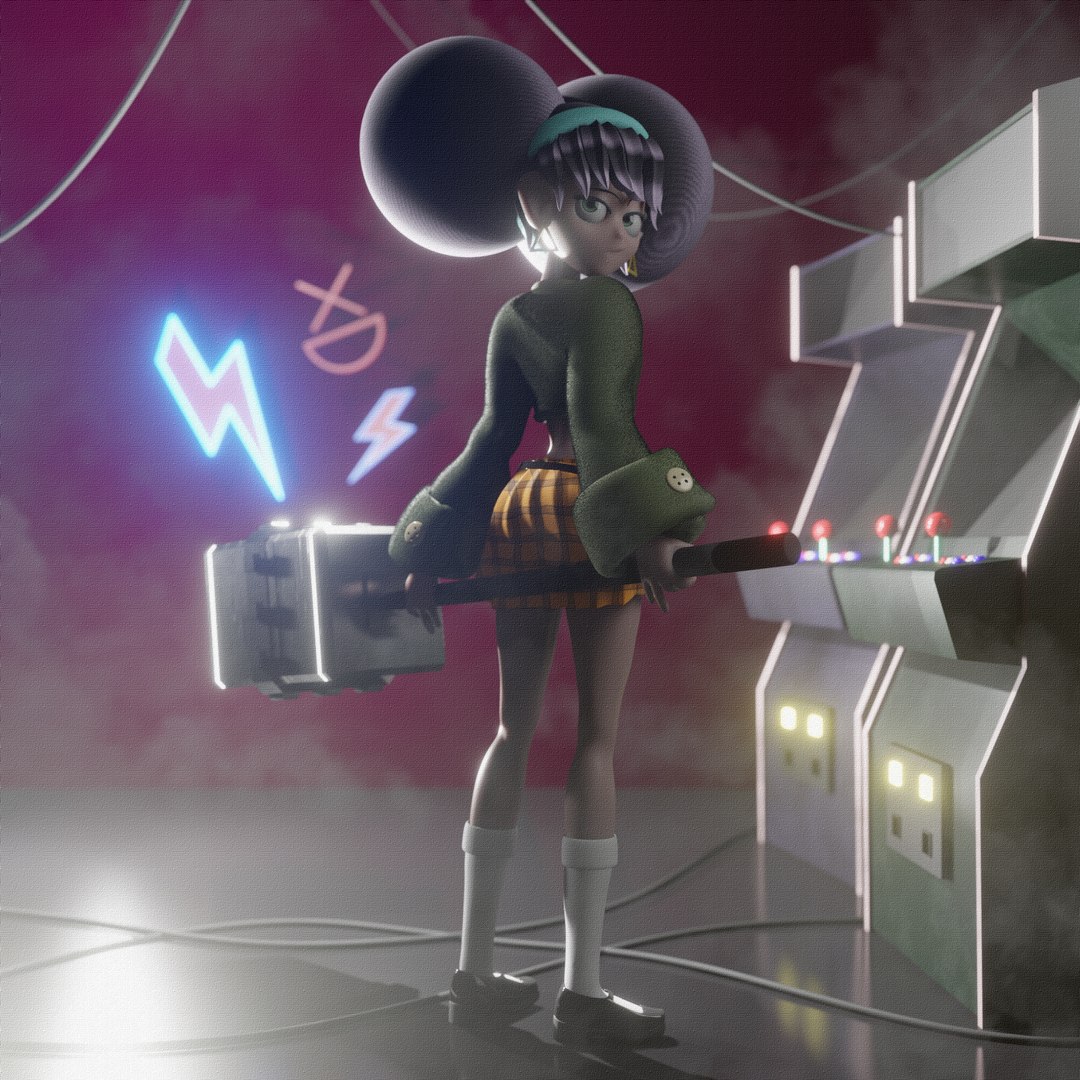 3D Stylized Girl With Mallet Model - TurboSquid 1993201