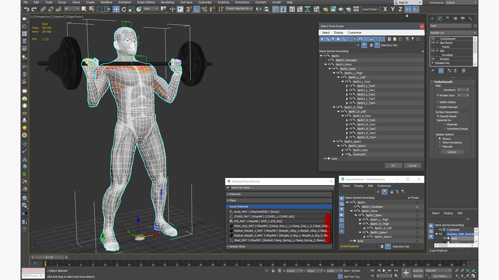 Male Muscular System Shoulder Press Animated Rigged 3D Model ...