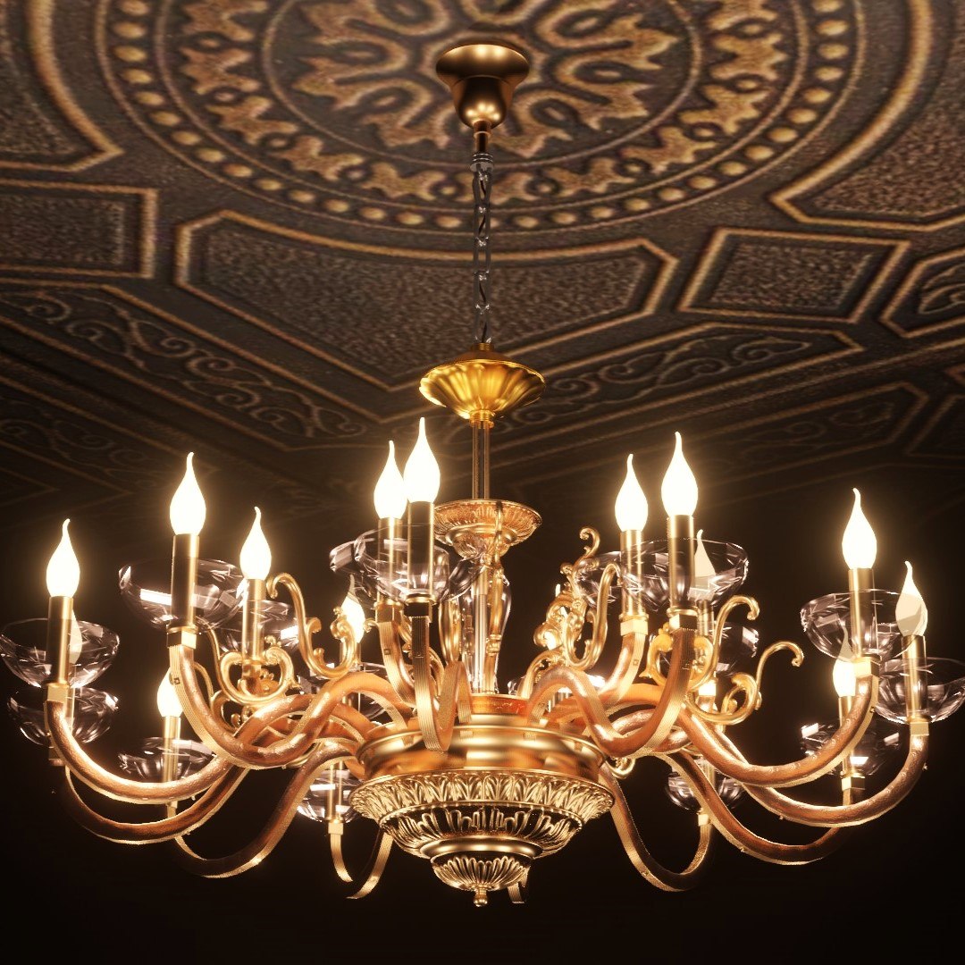 3D Luxurious Golden Chandelier - TurboSquid 2249658