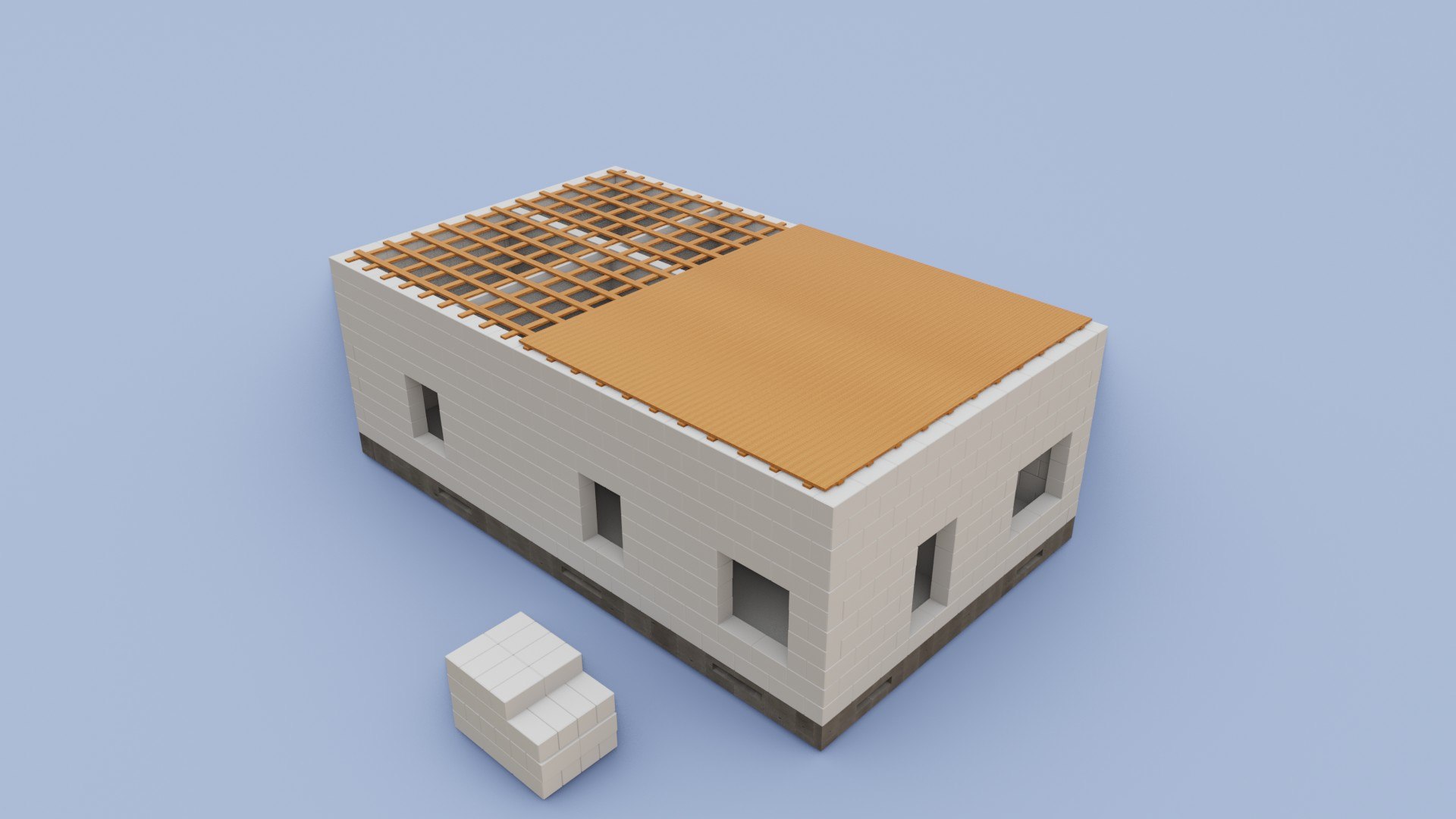 The house is made of blocks with a wooden roof 3D model 3D - TurboSquid ...