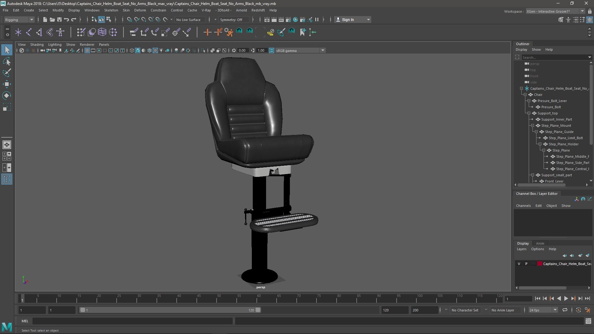 3D Captains Chair Helm Boat Seat No Arms Black - TurboSquid 2337845