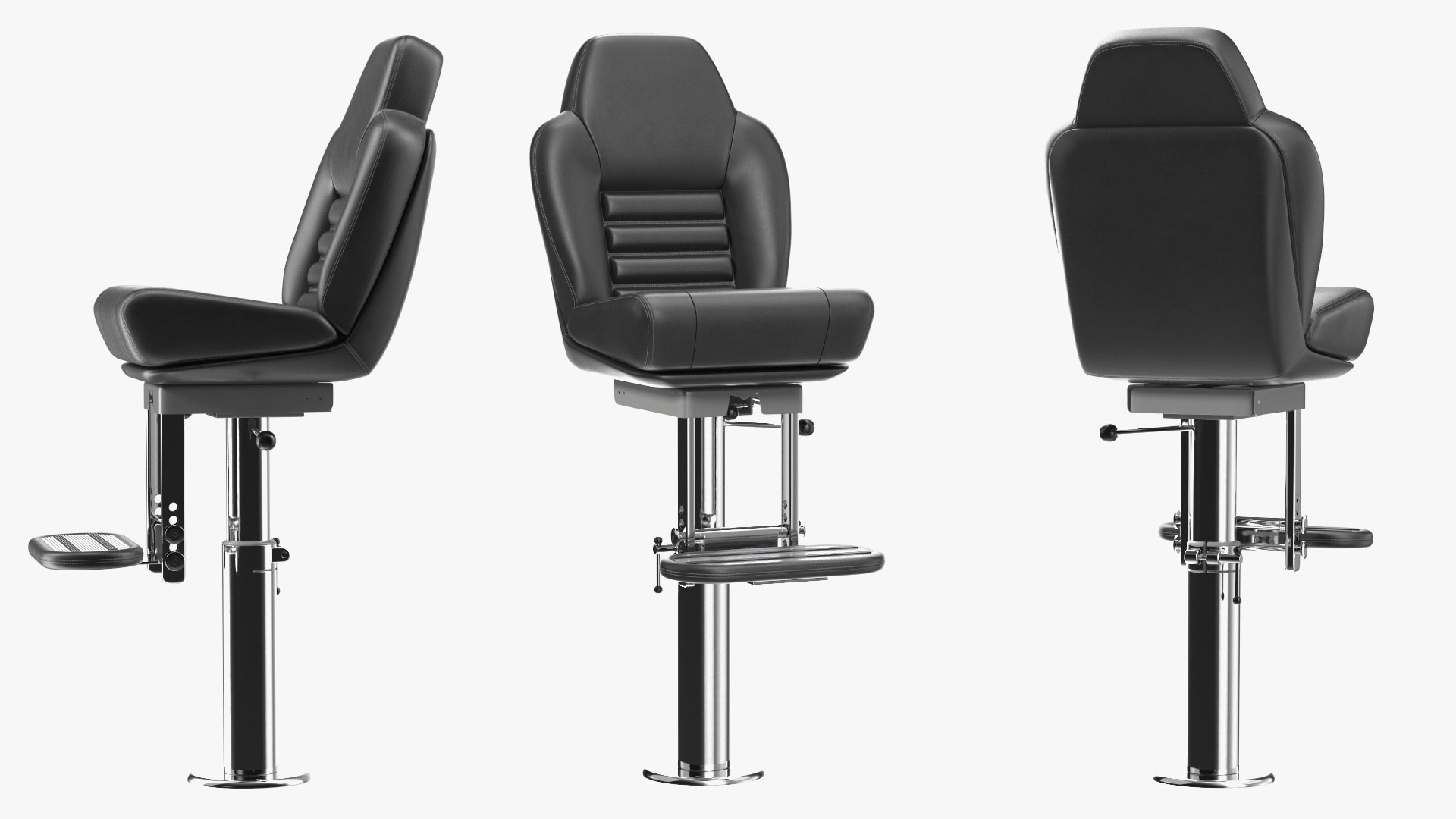 3D Captains Chair Helm Boat Seat No Arms Black - TurboSquid 2337845