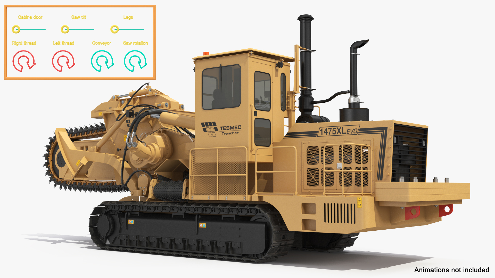 3D Trencher Tesmec 1475 XL EVO New Rigged Model - TurboSquid 2123528