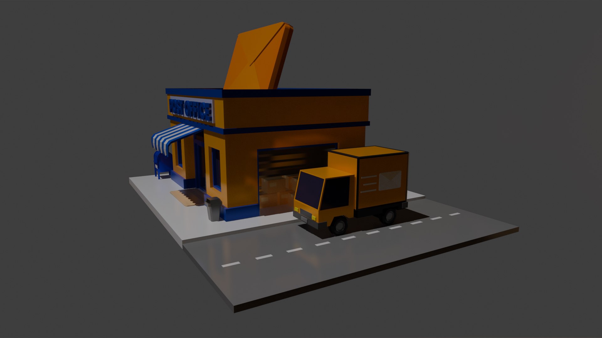 3D Low Poly Post Office - TurboSquid 2313811