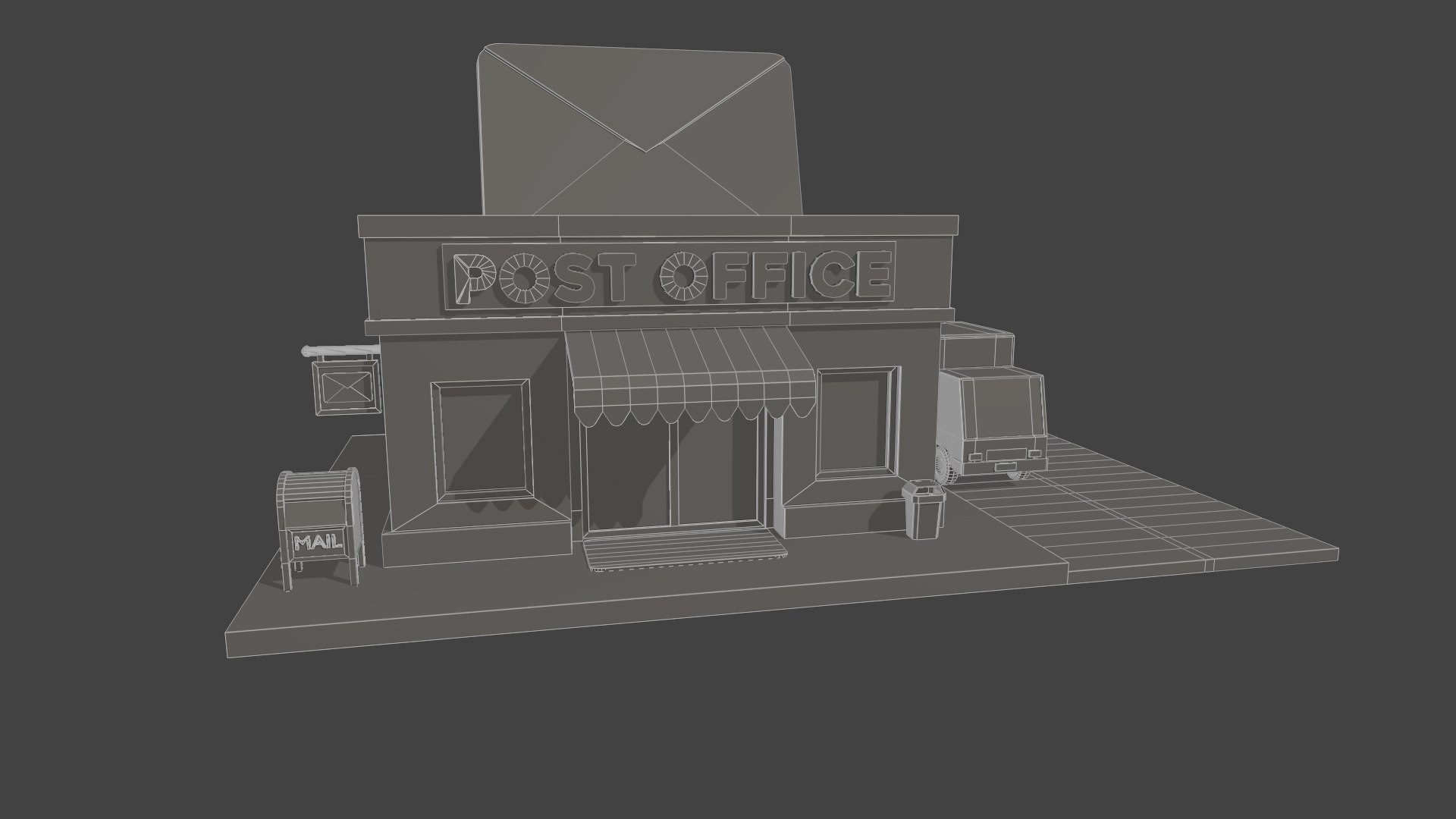 3D Low Poly Post Office - TurboSquid 2313811