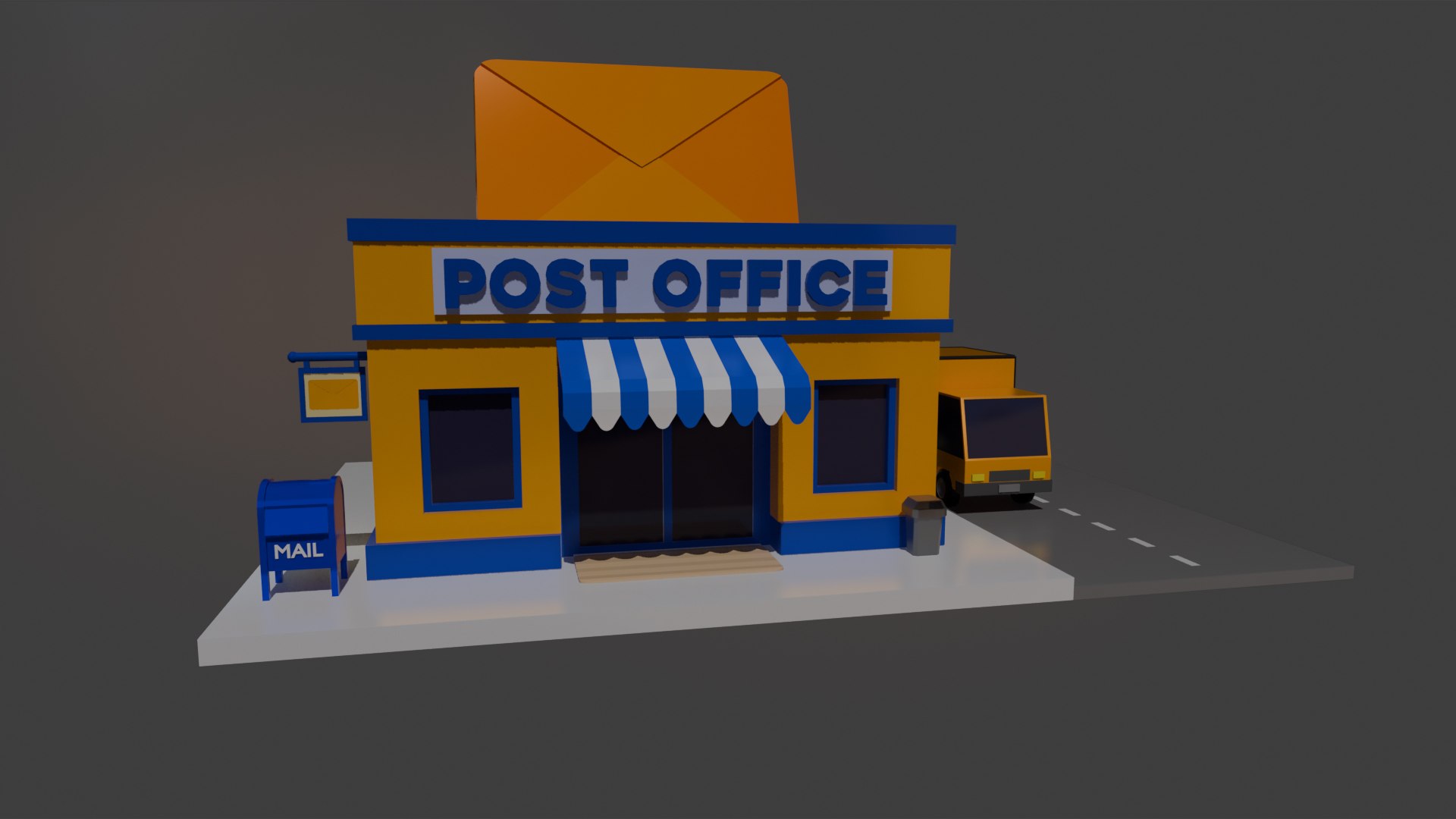 3D Low Poly Post Office - TurboSquid 2313811