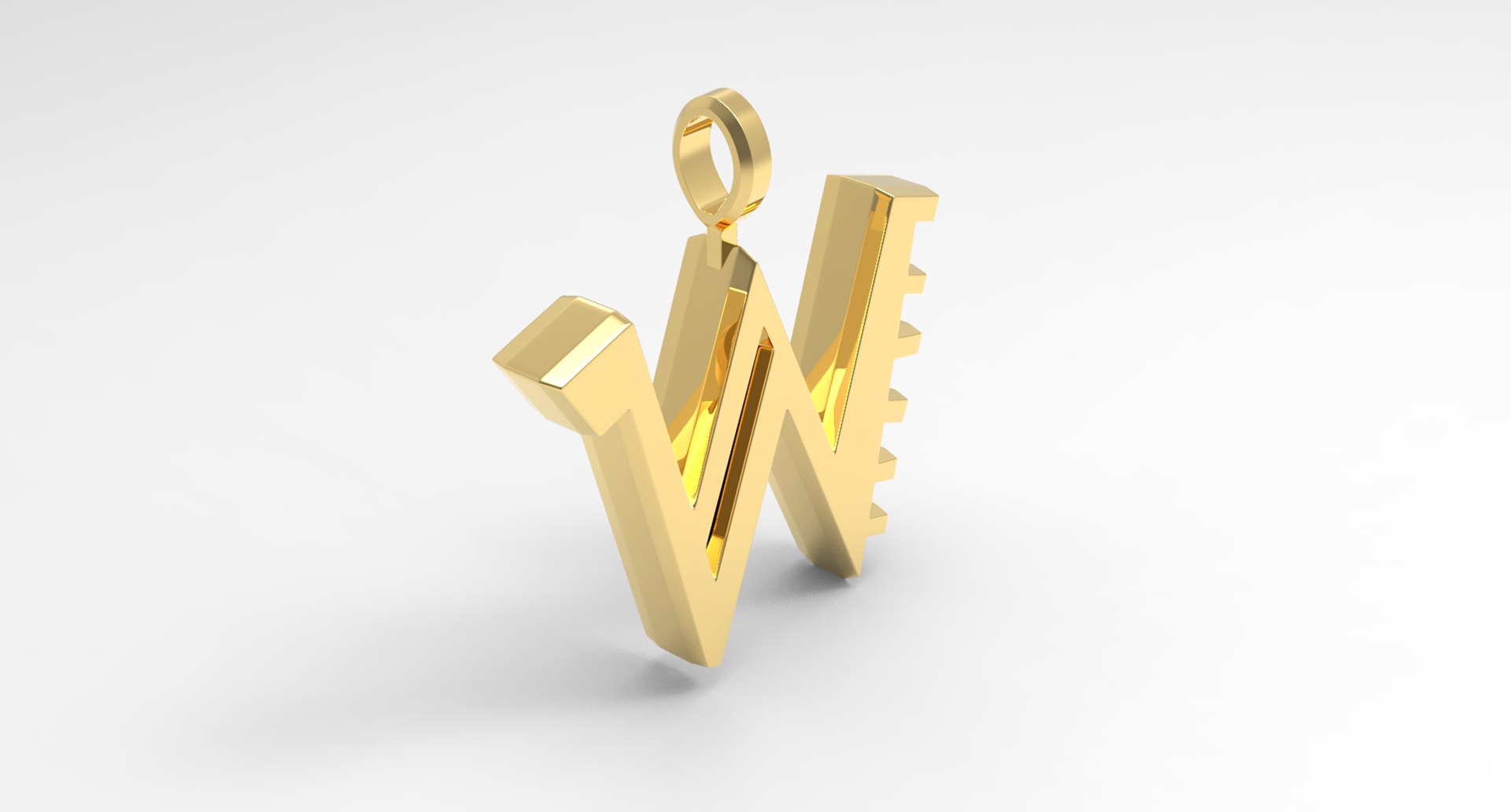 W Letter Pendant Gold 3D - TurboSquid 1903114