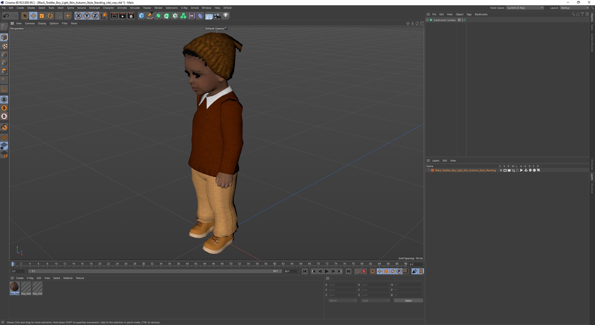 Black Toddler Boy Light Skin Autumn Style Standing 3D Model ...