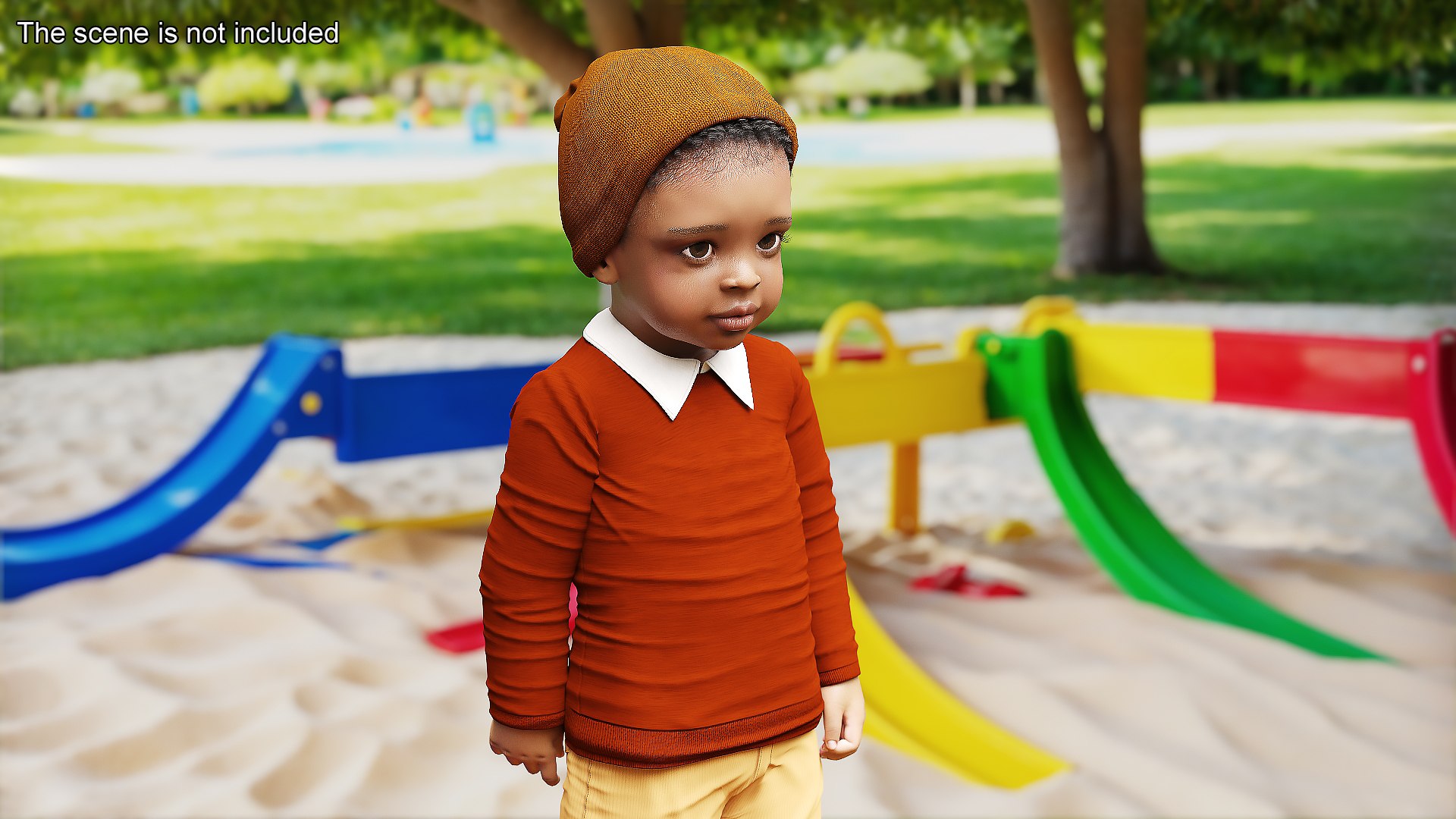 Black Toddler Boy Light Skin Autumn Style Standing 3D Model ...