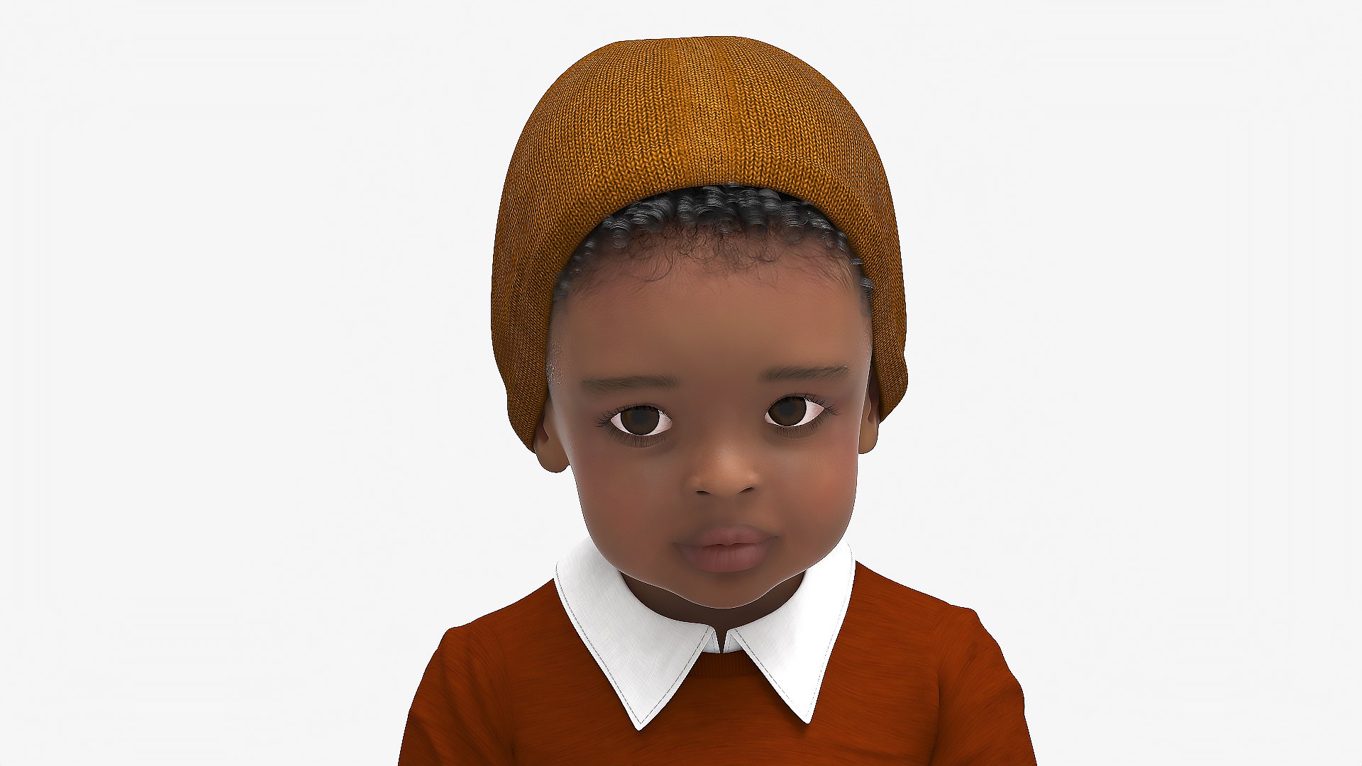 Black Toddler Boy Light Skin Autumn Style Standing 3D Model ...