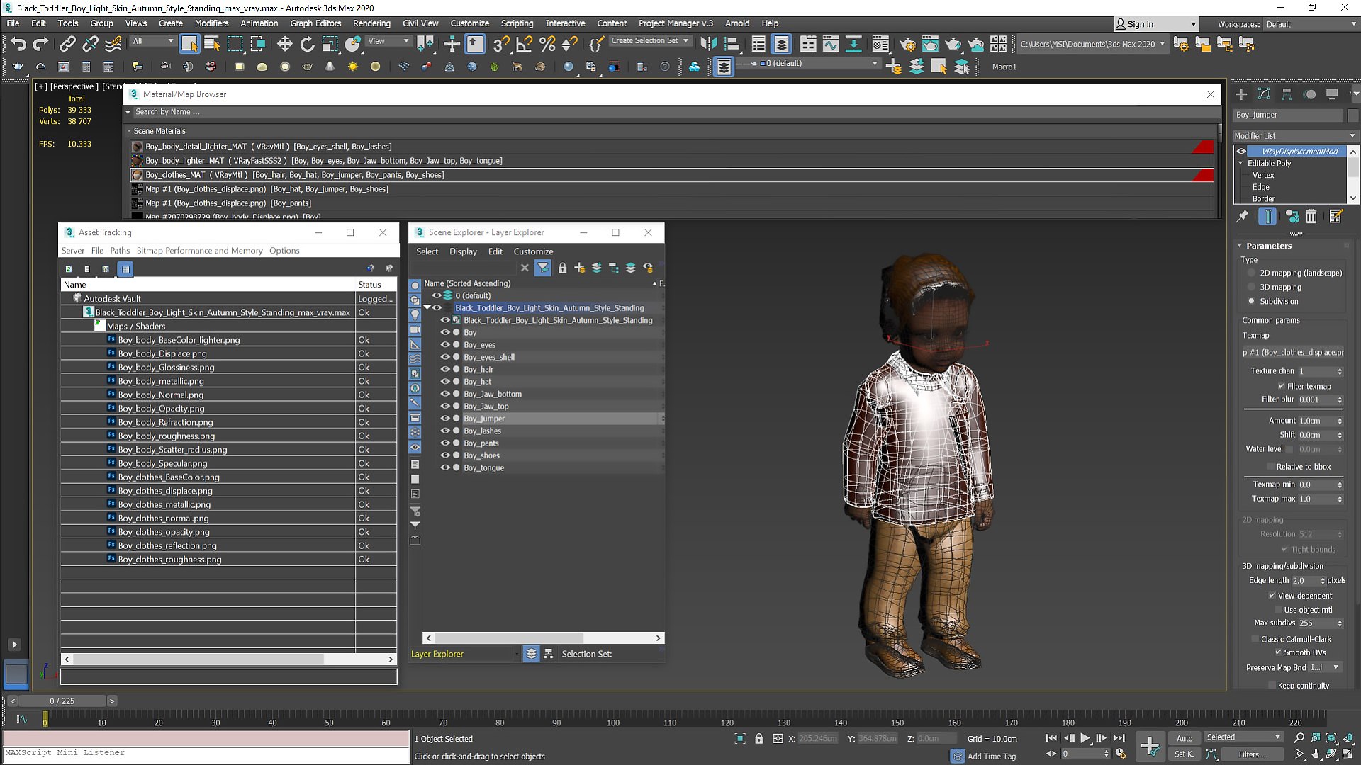 Black Toddler Boy Light Skin Autumn Style Standing 3D Model ...