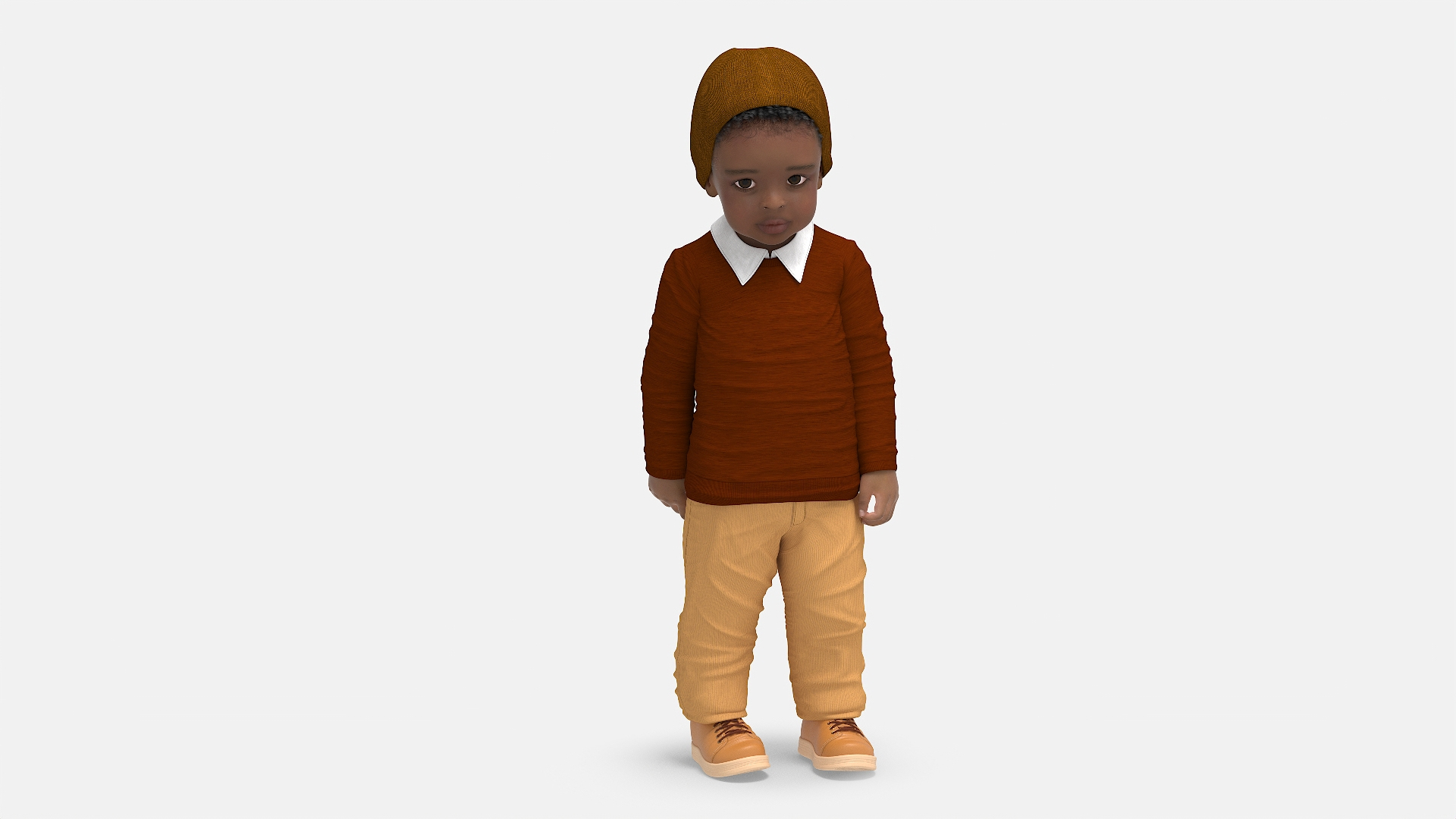 Black Toddler Boy Light Skin Autumn Style Standing 3D Model ...