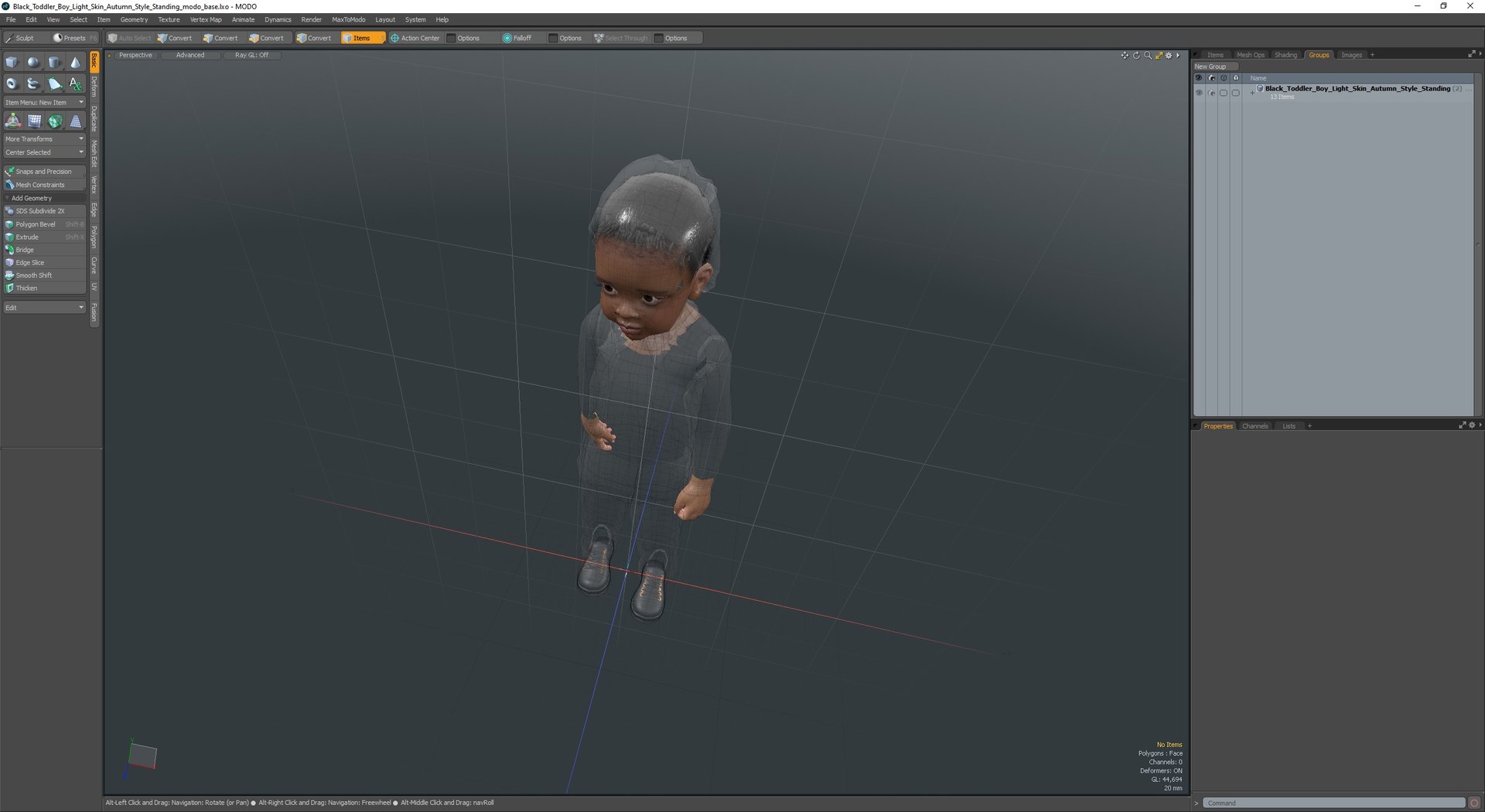 Black Toddler Boy Light Skin Autumn Style Standing 3D Model ...