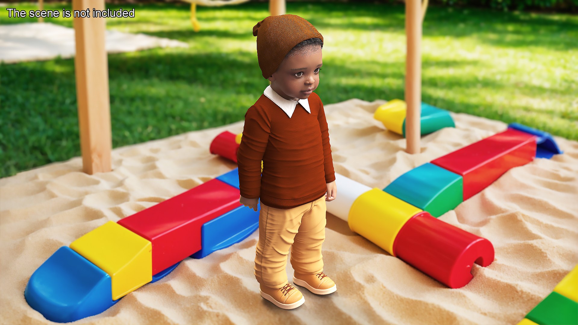 Black Toddler Boy Light Skin Autumn Style Standing 3D Model ...
