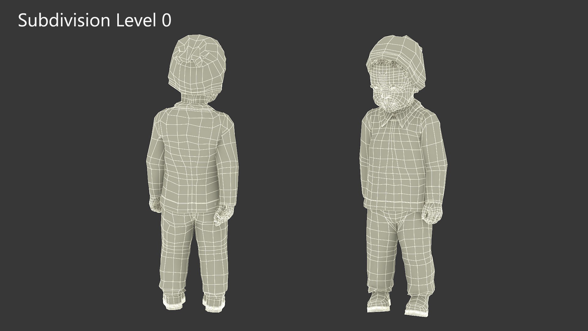 Black Toddler Boy Light Skin Autumn Style Standing 3D Model ...