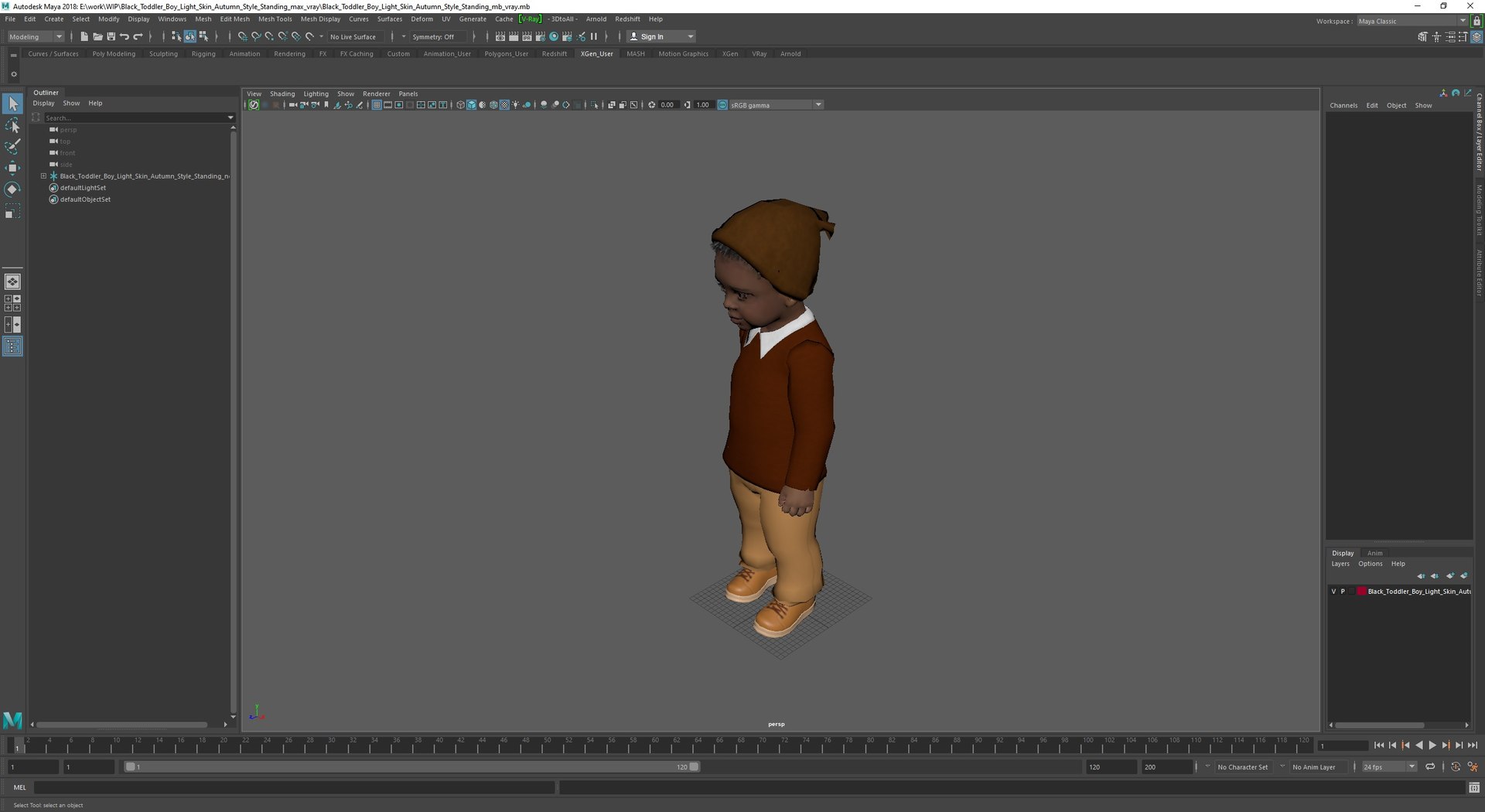 Black Toddler Boy Light Skin Autumn Style Standing 3D Model ...