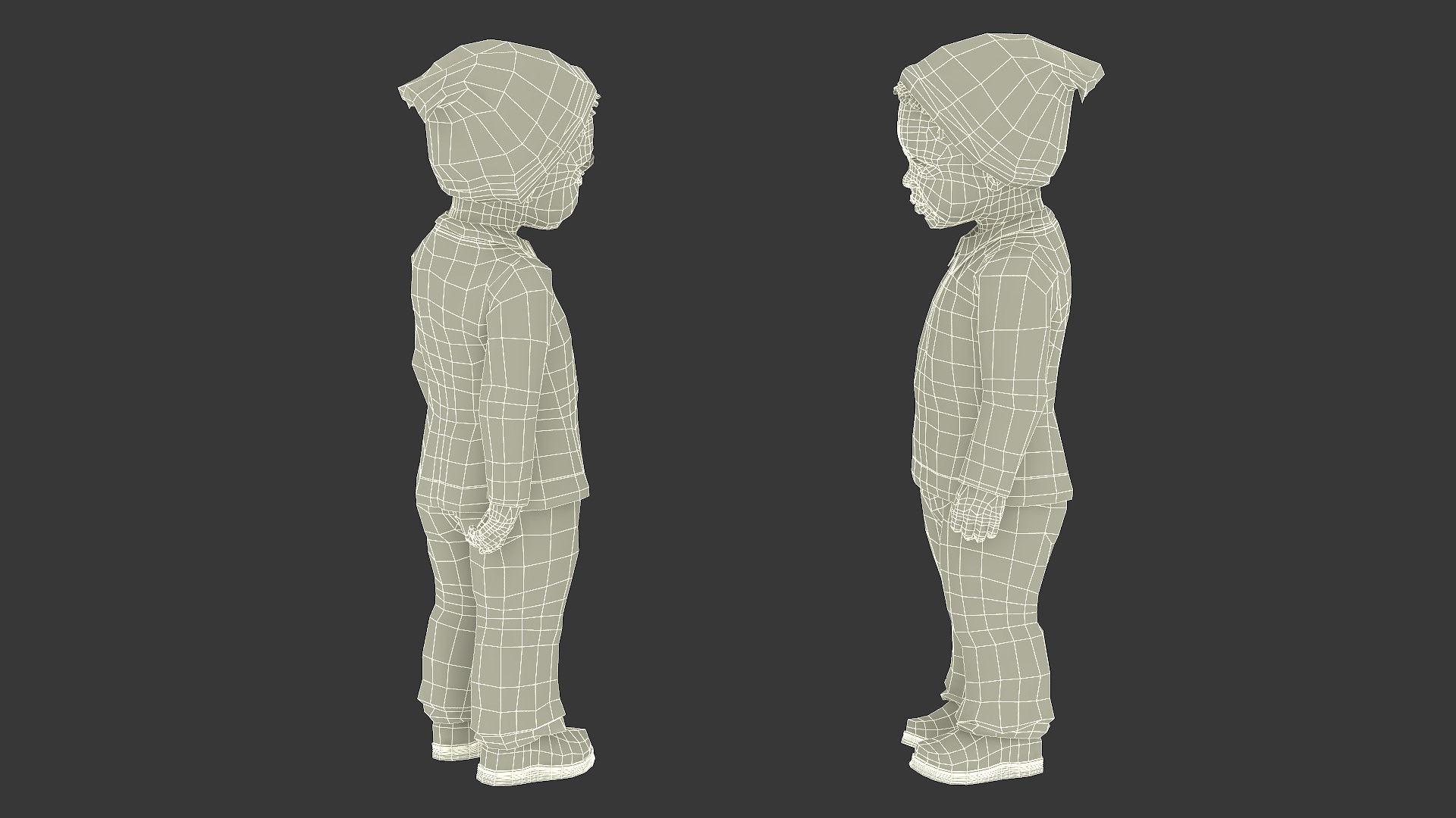 Black Toddler Boy Light Skin Autumn Style Standing 3D Model ...