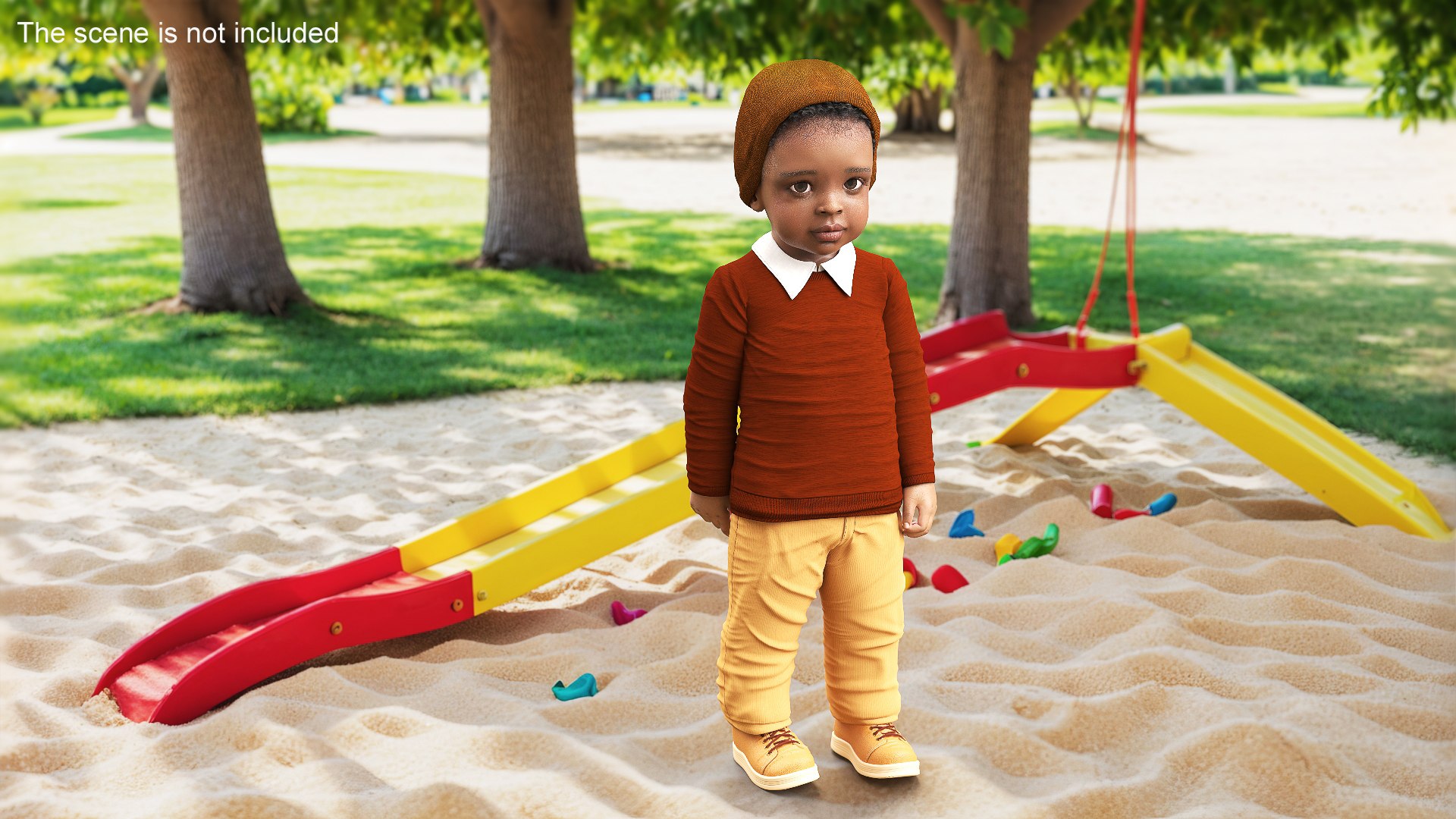 Black Toddler Boy Light Skin Autumn Style Standing 3D Model ...