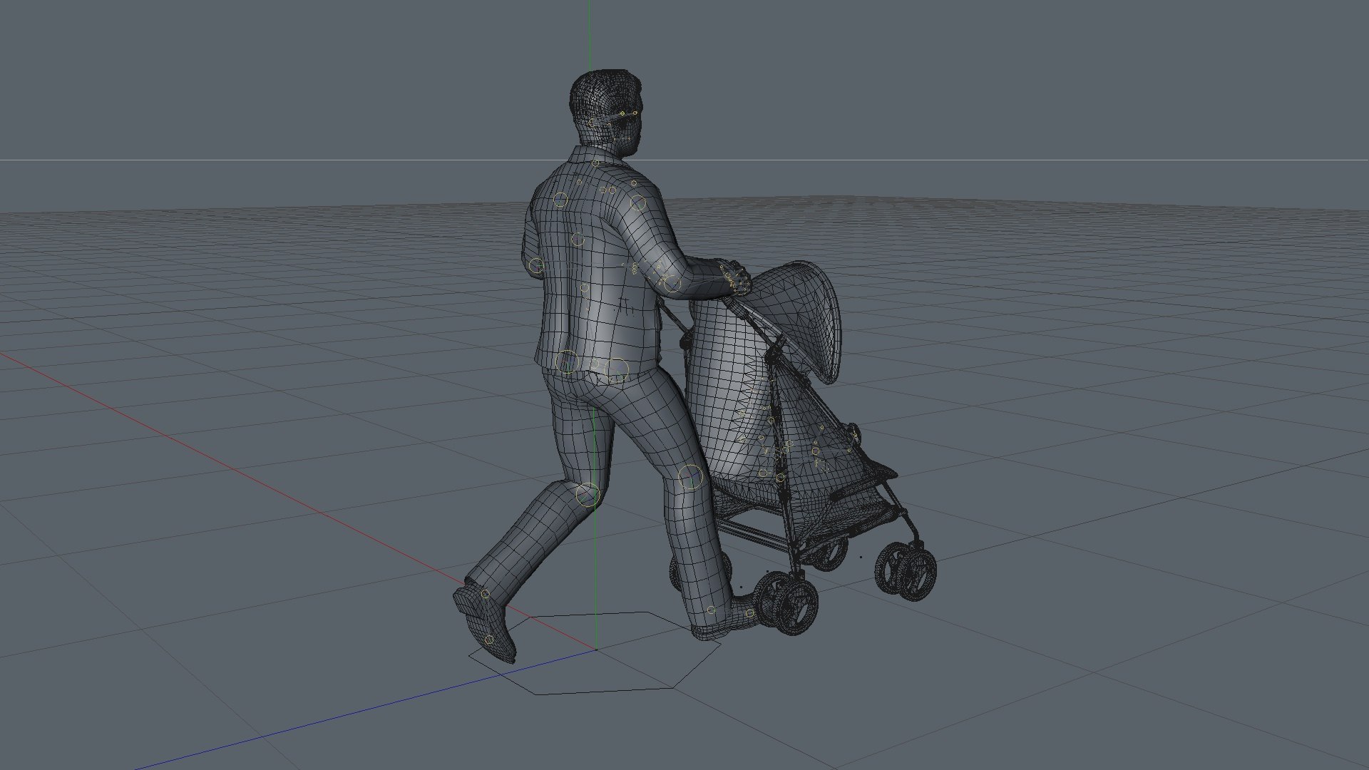 3D 3D STATIC RIGGED MODEL OF A CASUAL EURO MAN PUSHING CHILD AND ...