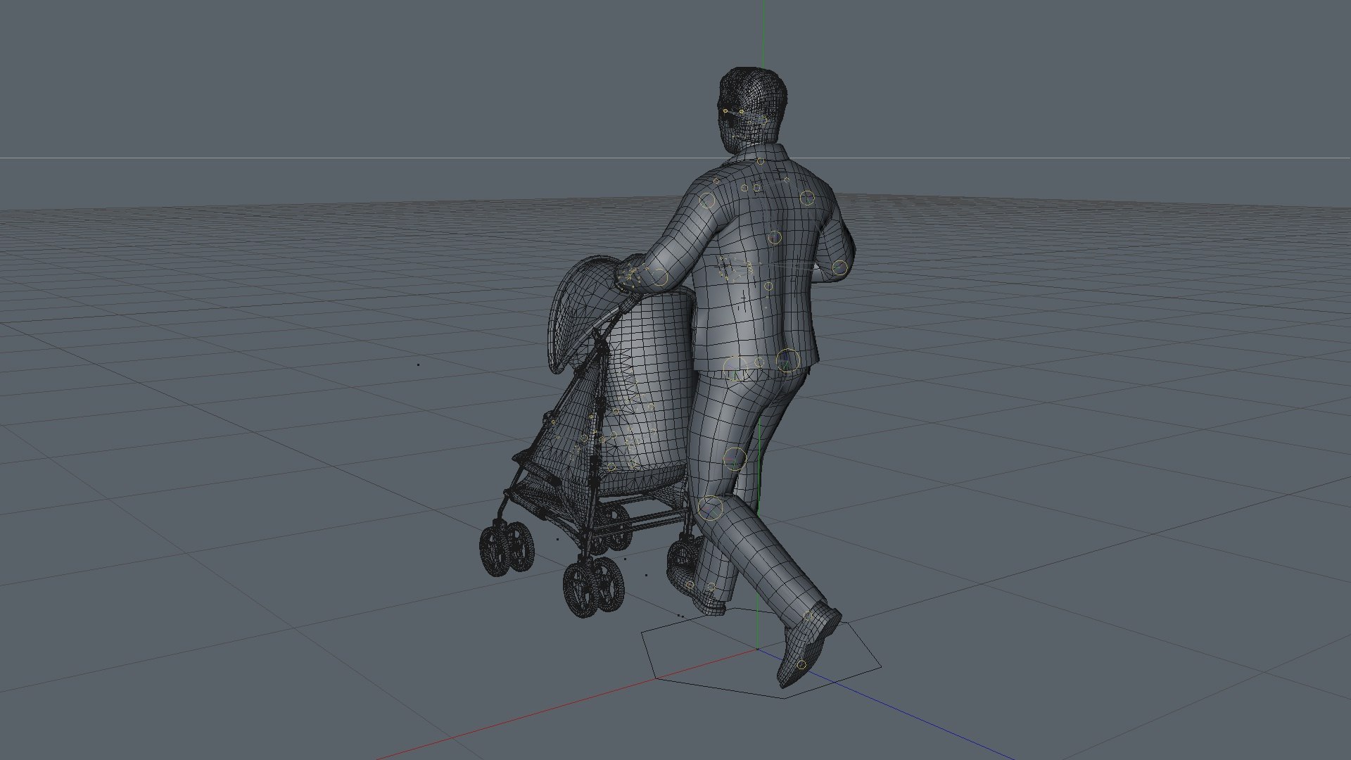 3D 3D STATIC RIGGED MODEL OF A CASUAL EURO MAN PUSHING CHILD AND ...