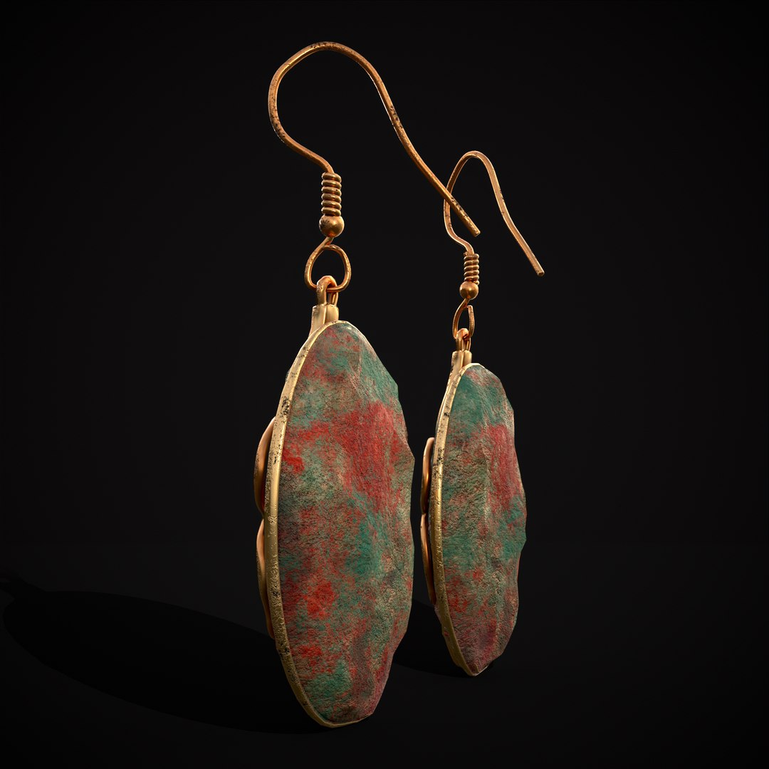 3D Corroding Oval Drop Earrings - TurboSquid 2059458