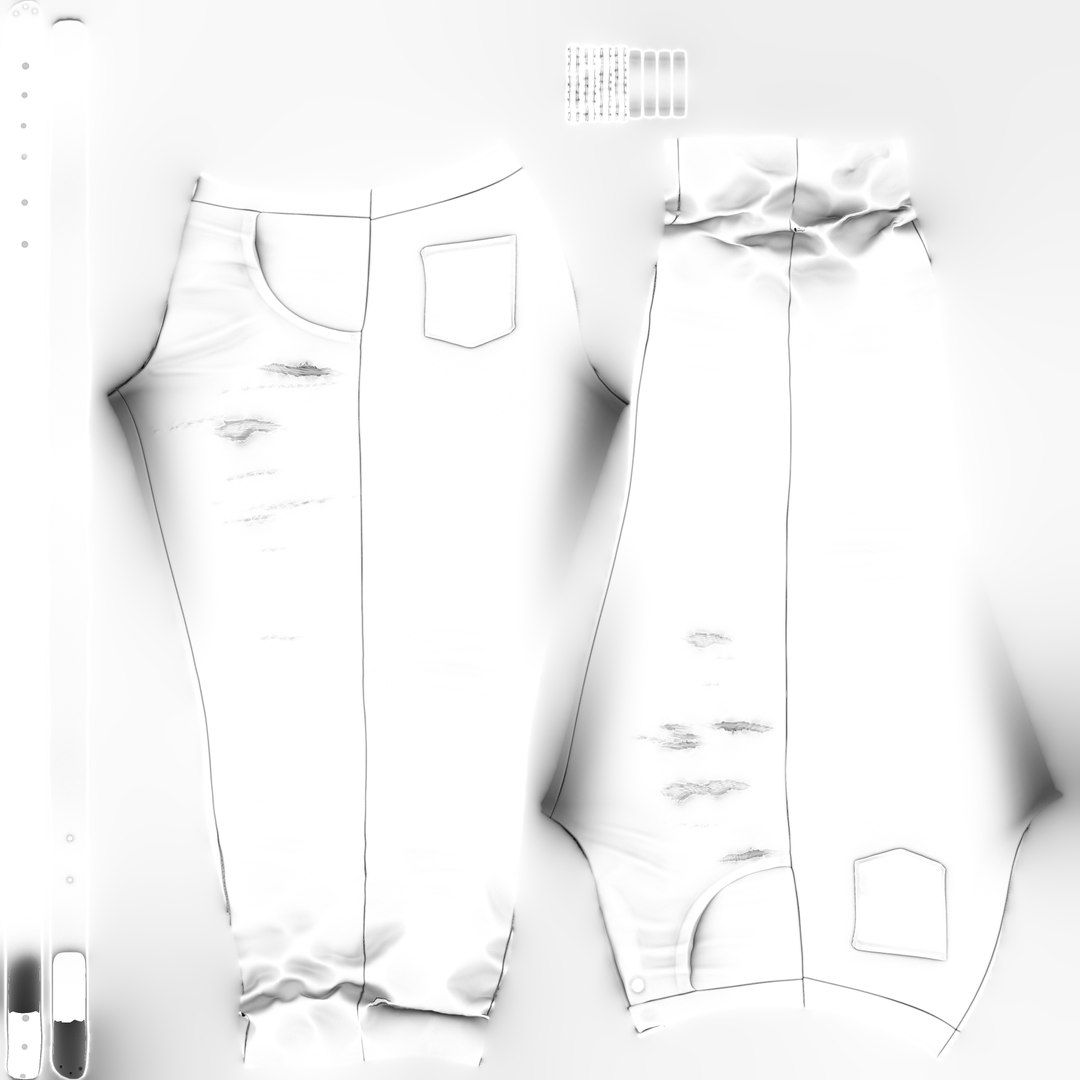 Rough Torn Effect Jeans Denims Pants With Belt Model - TurboSquid 1920330