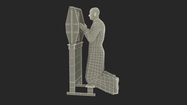 modelo 3d Sacerdote rezando en un banco de rodillas - TurboSquid 2321033