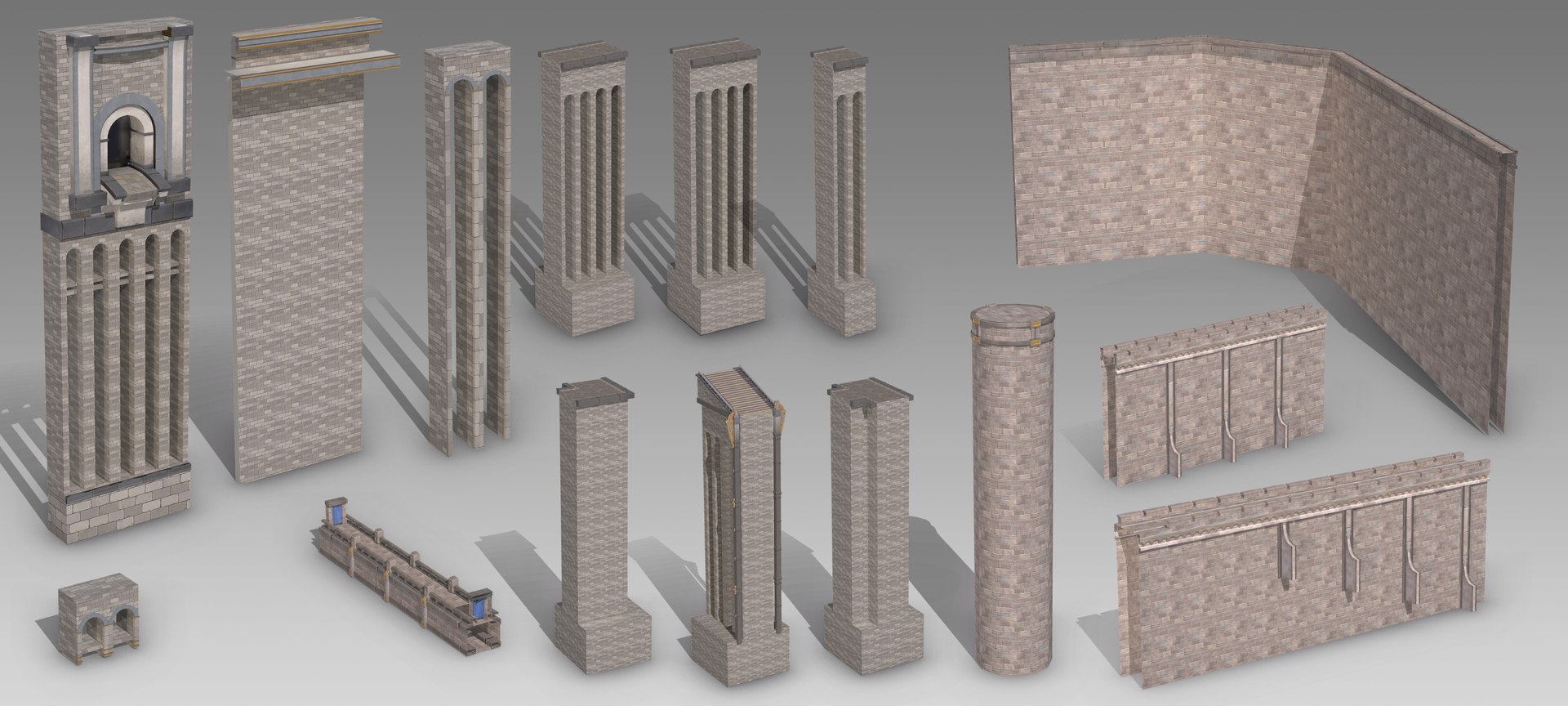 European Palace Gate Door Frame Floor Stone Pillars 3D - TurboSquid 2330898