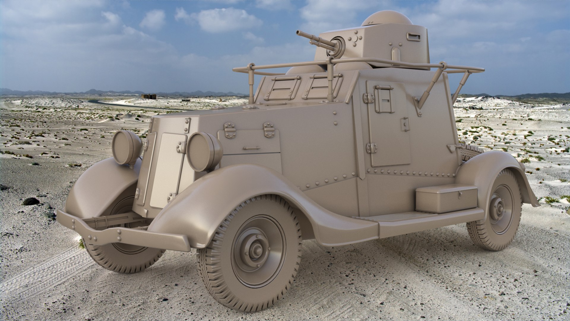FAI M Armoured Car Clay VRay 3D - TurboSquid 1733668