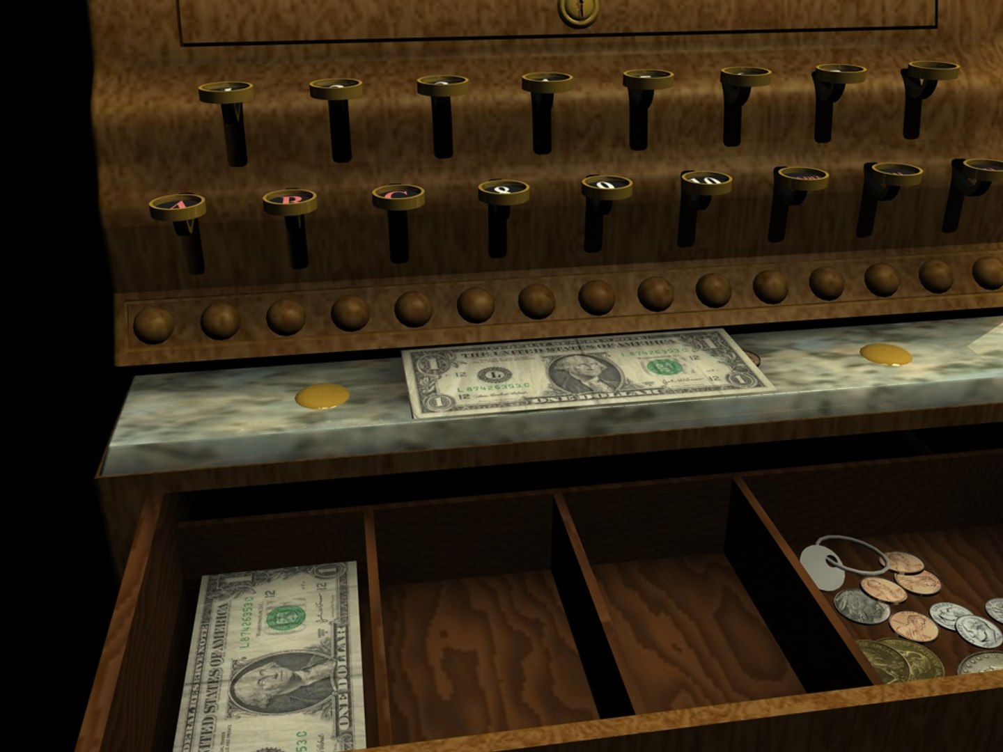 Old Cash Register 3d Model
