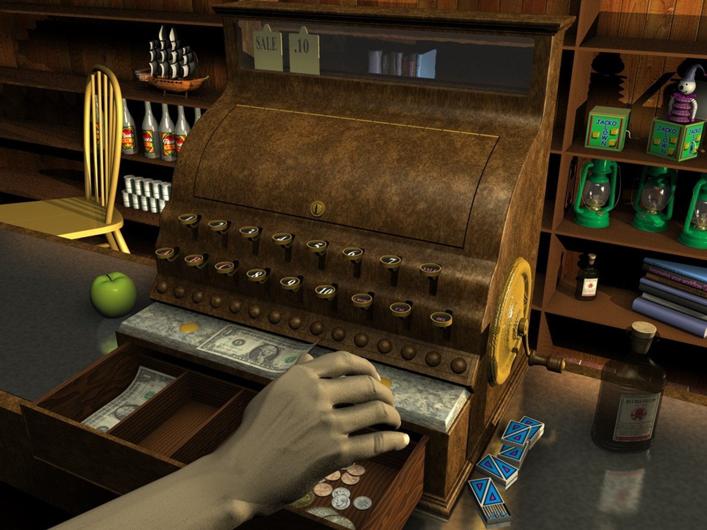 Old Cash Register 3d Model