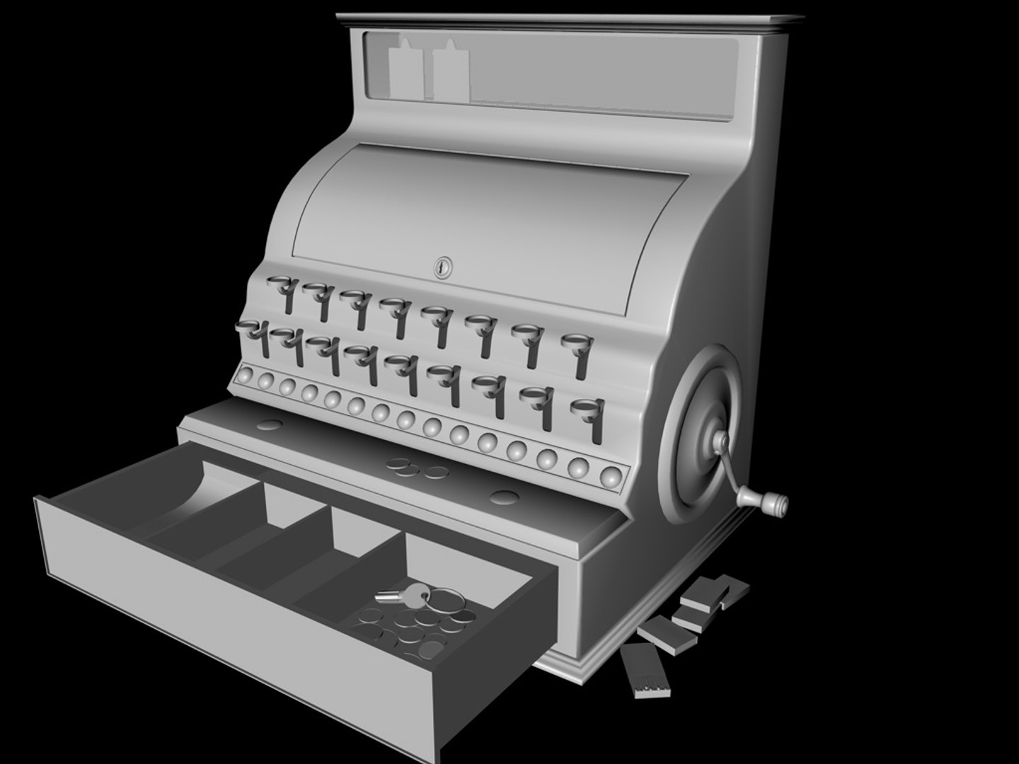 Old Cash Register 3d Model