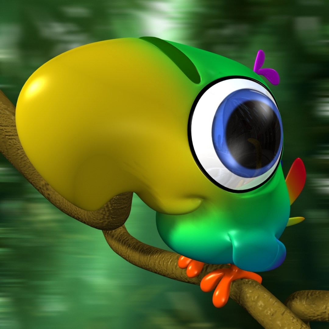 Cartoon Parrot Rigged Bird 3d Model