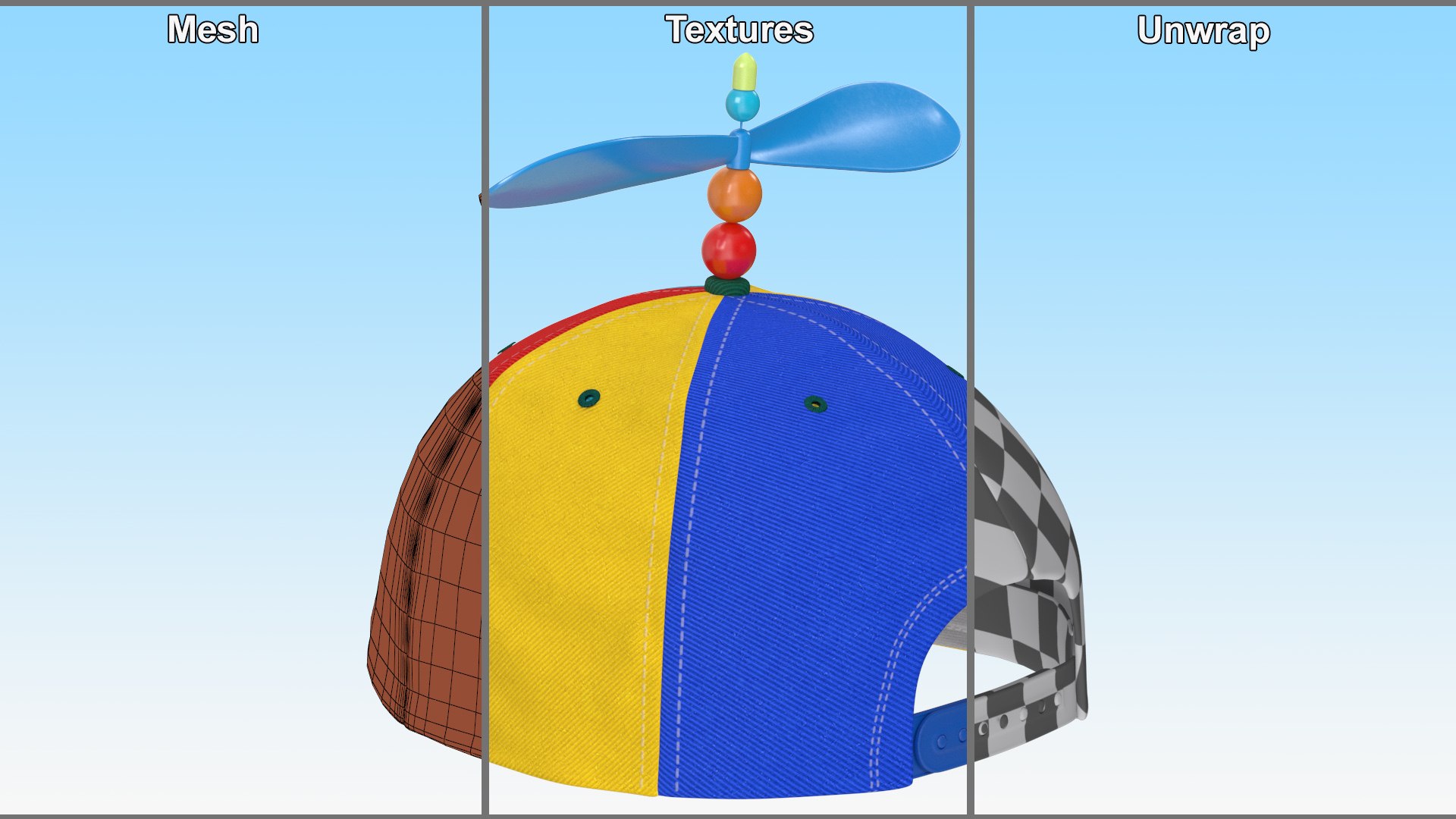 Child Multi Colored Propeller Hat Brimless Model - TurboSquid 2195927
