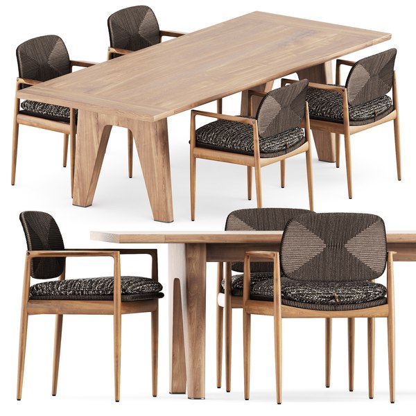 3D Yoko Cord Outdoor Dining chair and Monreale table - TurboSquid 1996881