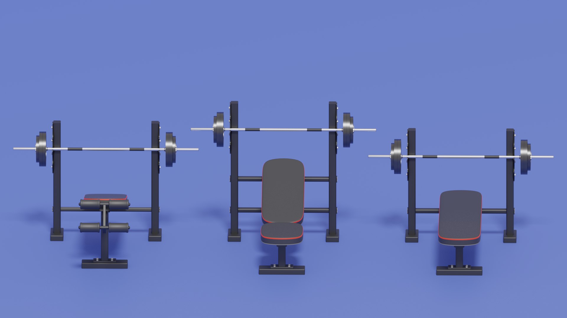 3D Gym Equipments Benches Barbell Model - TurboSquid 2424259
