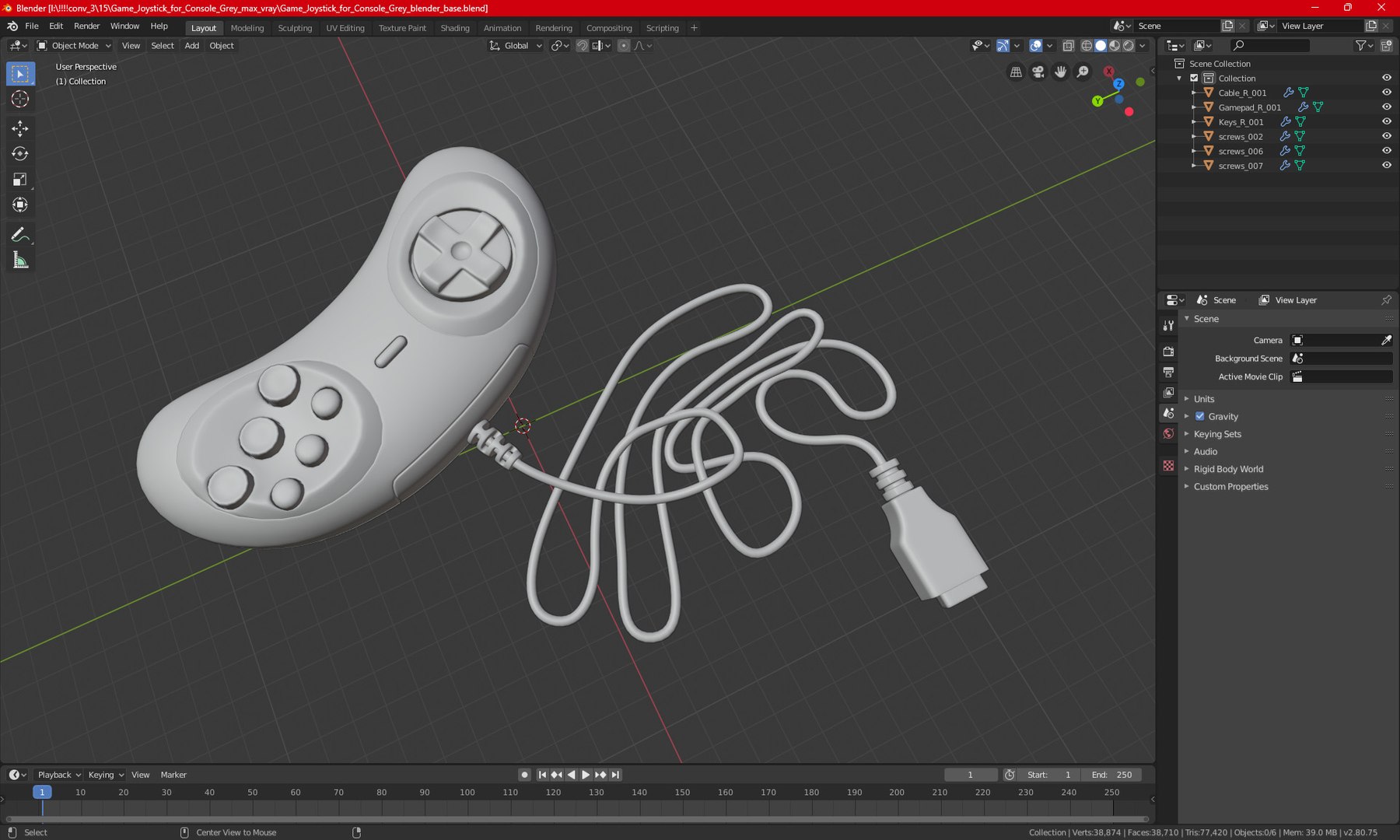 Game Joystick For Console Grey 3D Model - TurboSquid 2146058