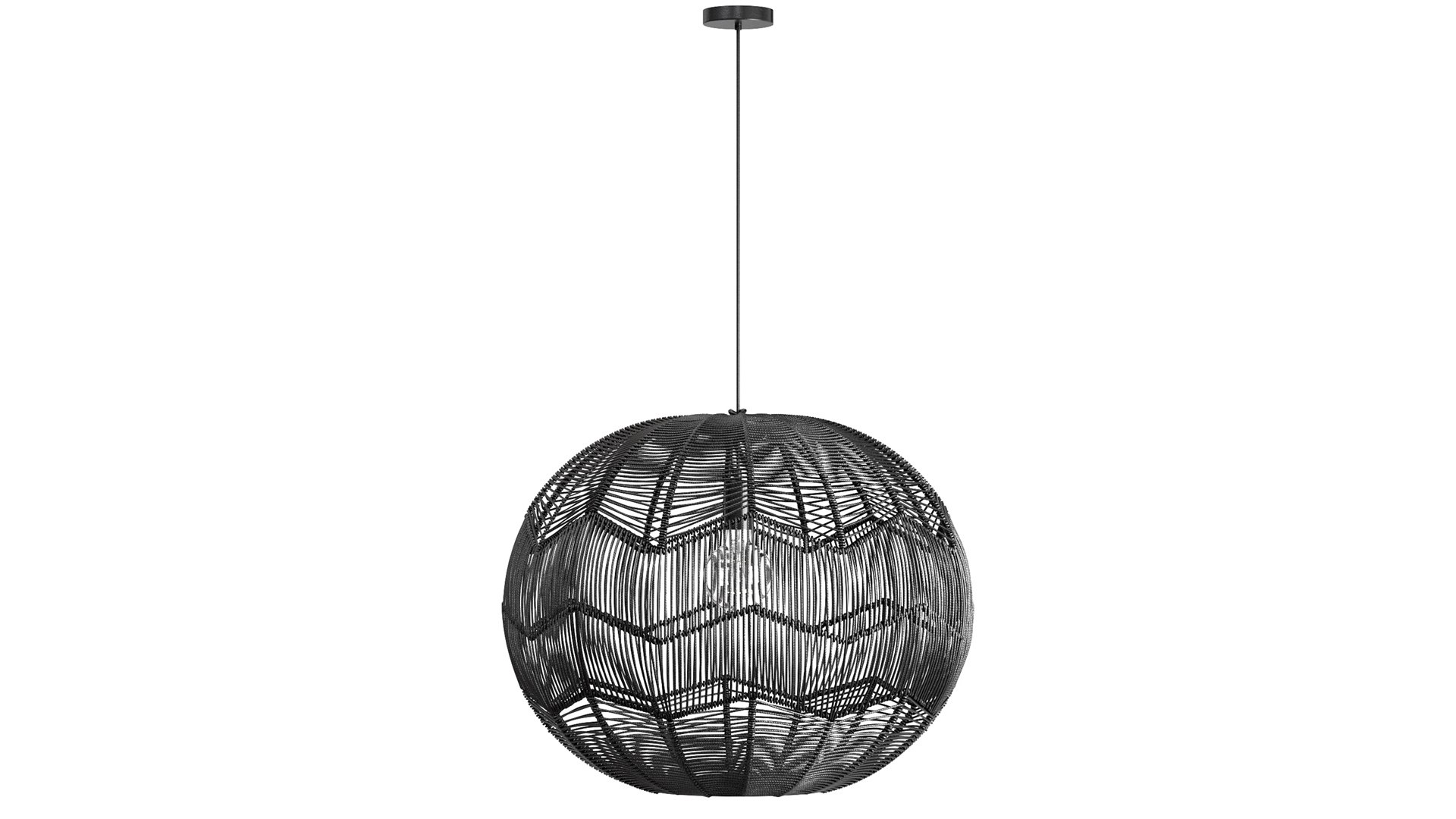 3D model Kenroy Snaggle 1 Light Rattan Pendant with Black Finish ...